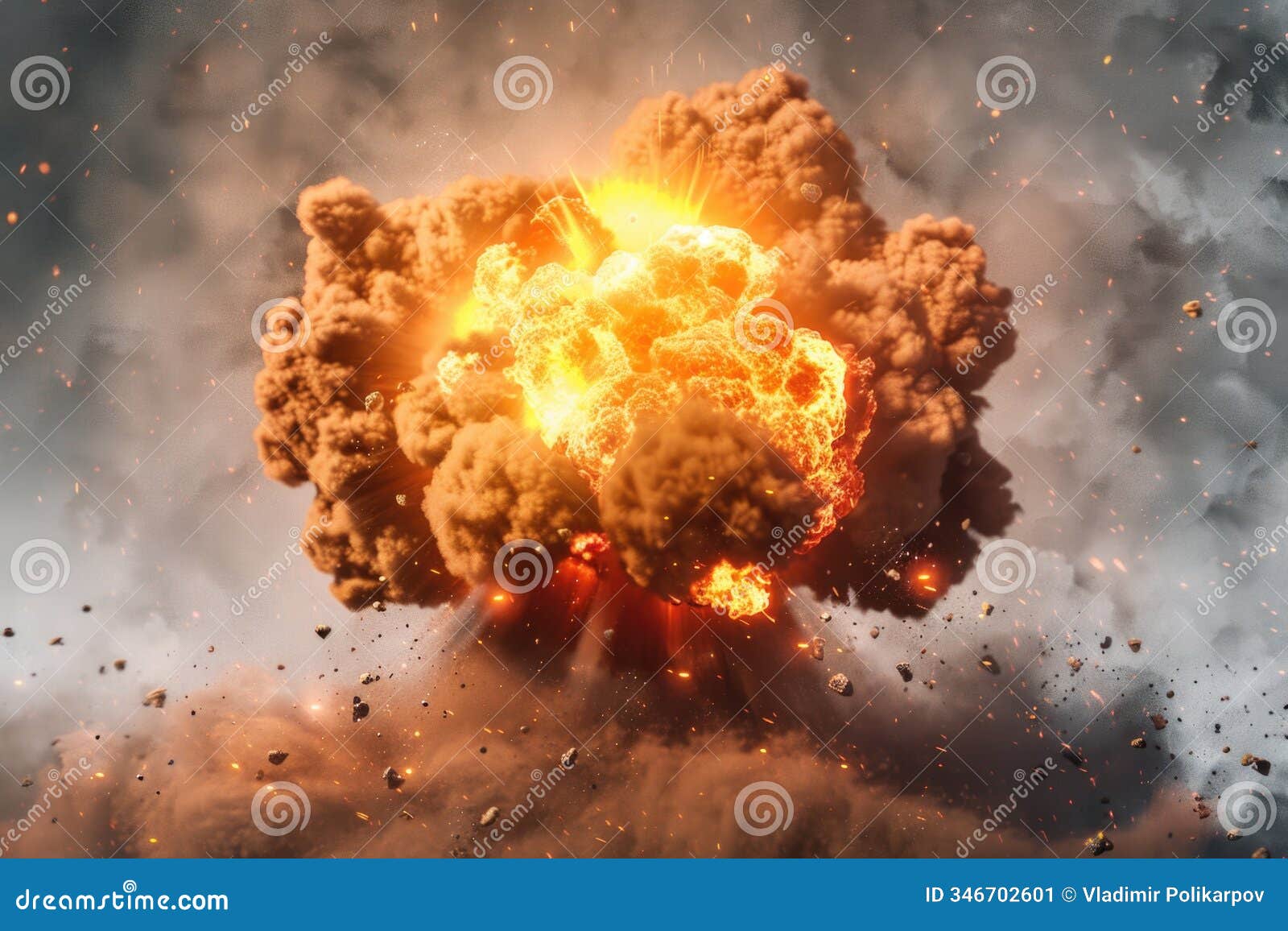 A Massive Explosion of Smoke and Fire Fills the Sky with Intense Light ...