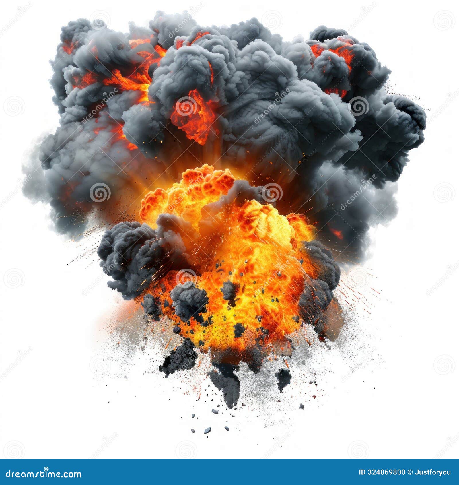 Massive Explosion with Smoke and Fire. Generative Ai Stock Illustration ...