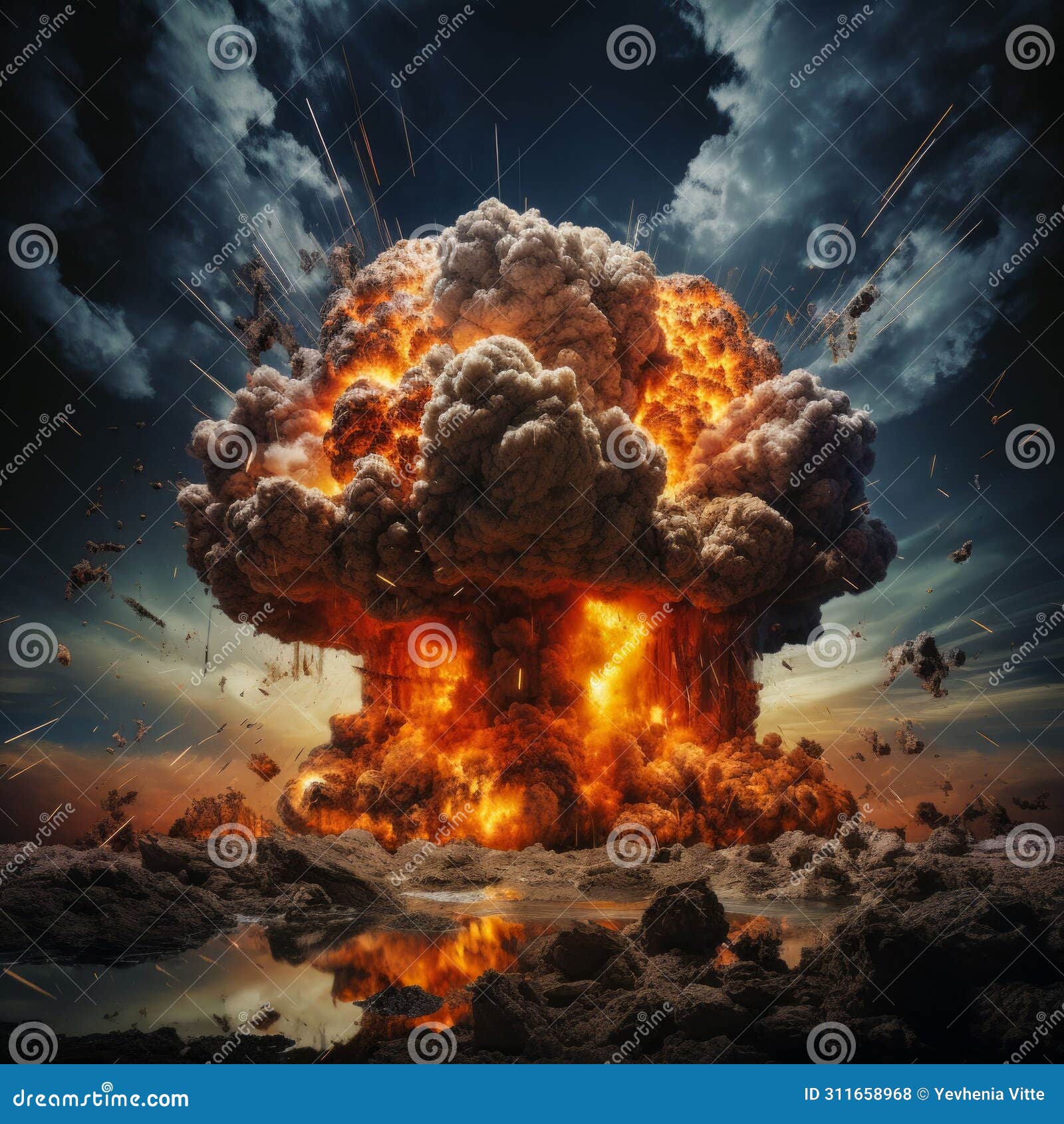 Massive Explosive Eruption Captured in High Detail. Generative Ai Stock ...