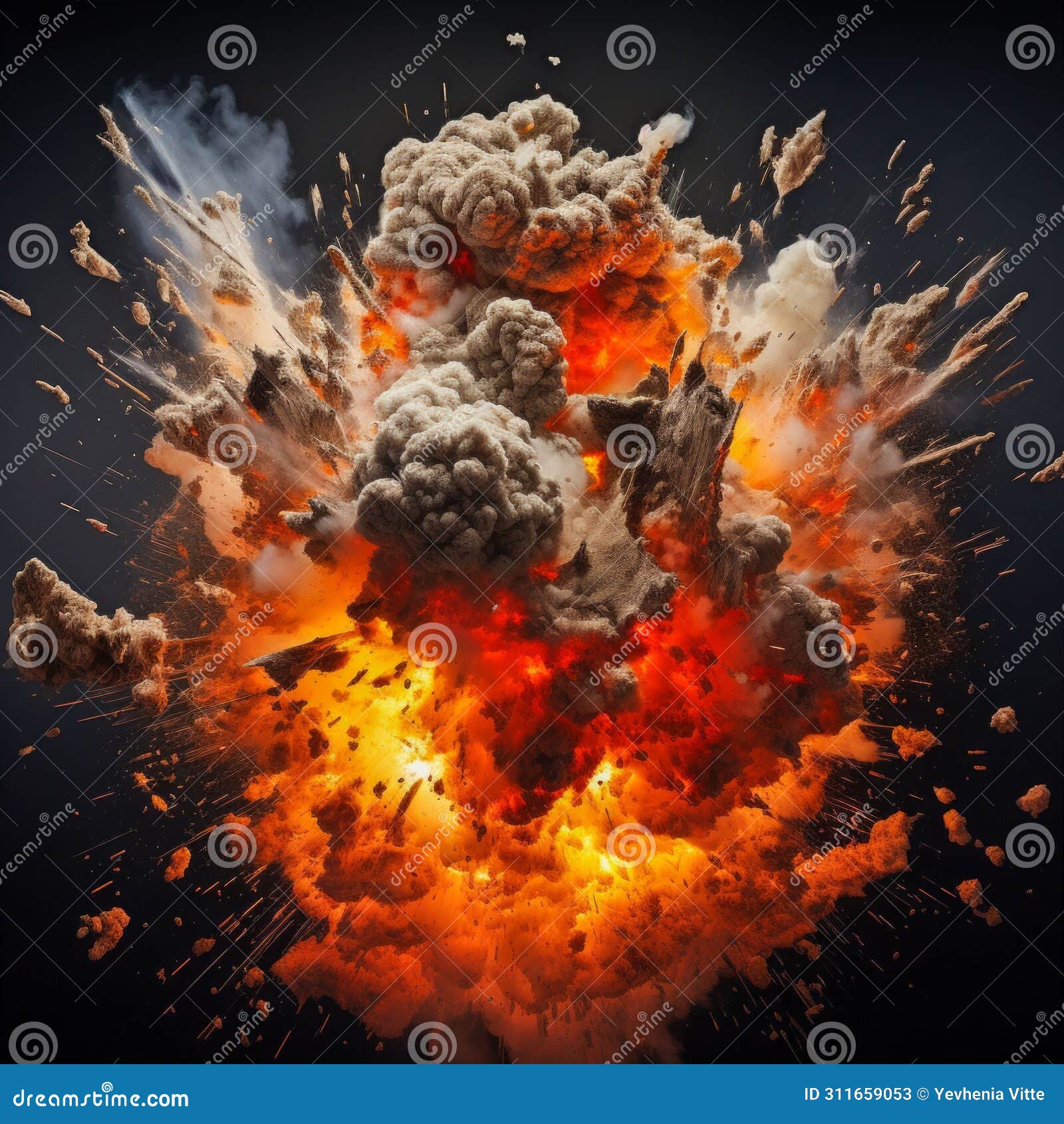 Massive Explosive Eruption Captured in High Detail. Generative Ai Stock ...