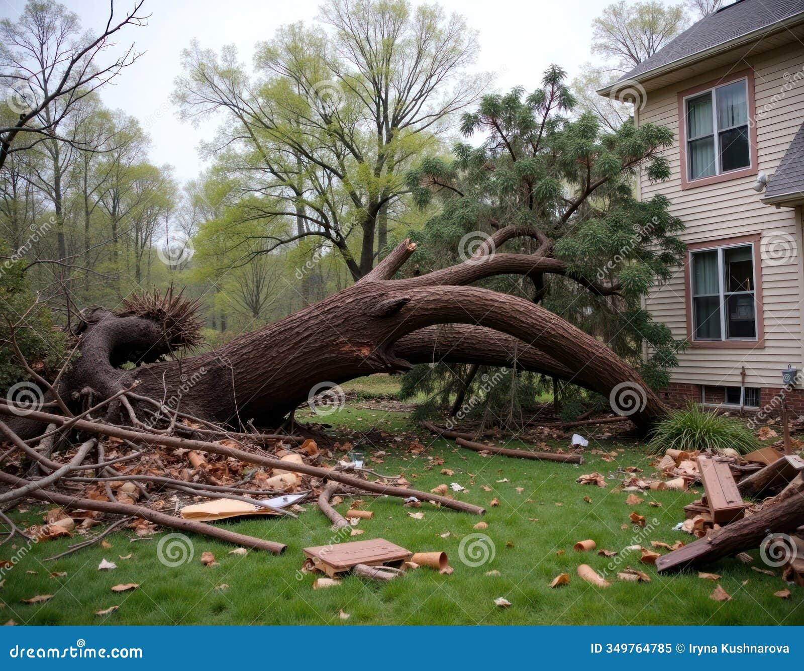 Massive Fallen Tree Lies Twisted in Backyard after Devastating Tornado ...