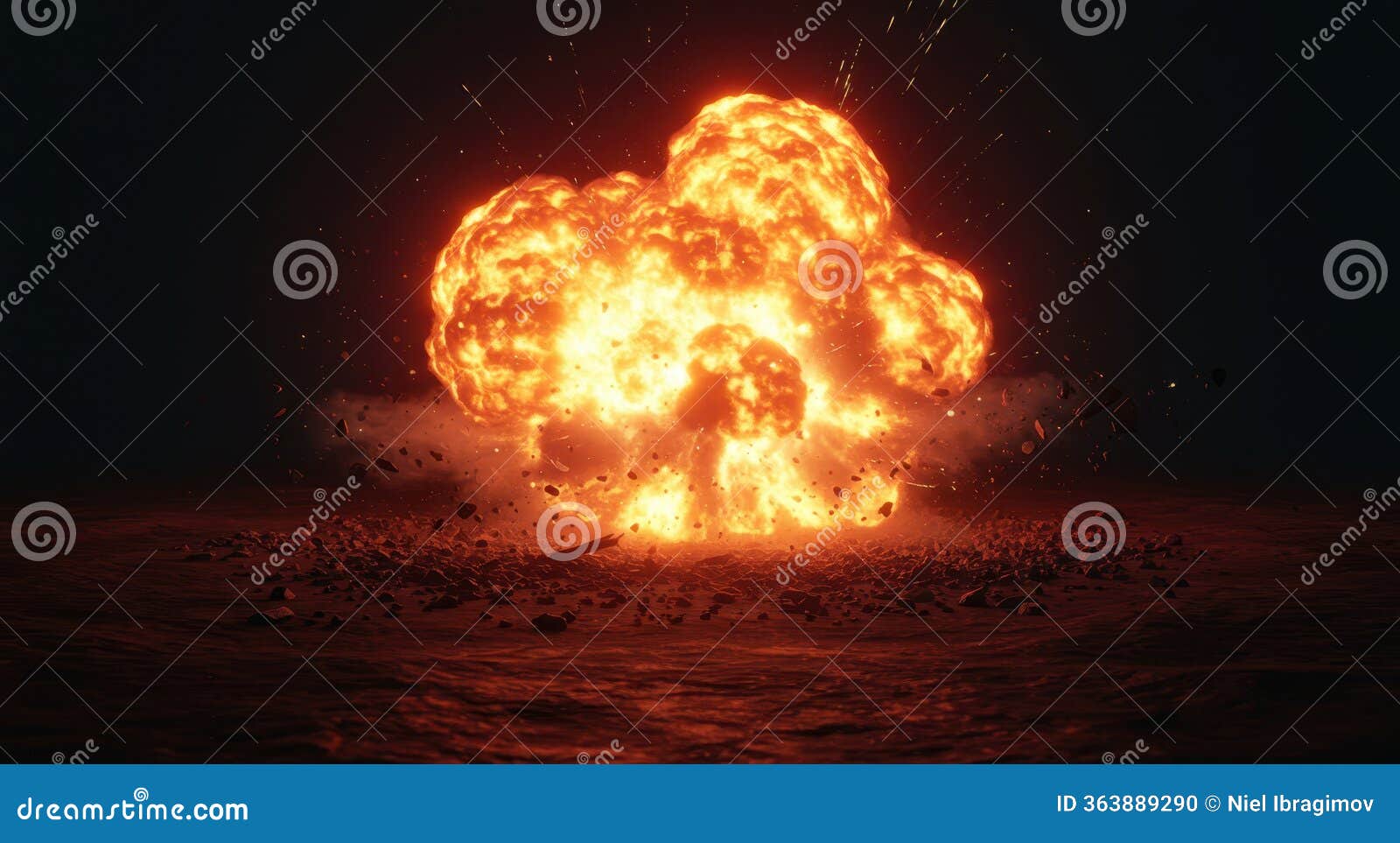 Massive Fiery Explosion With Intense Flames And Smoke, Showcasing ...
