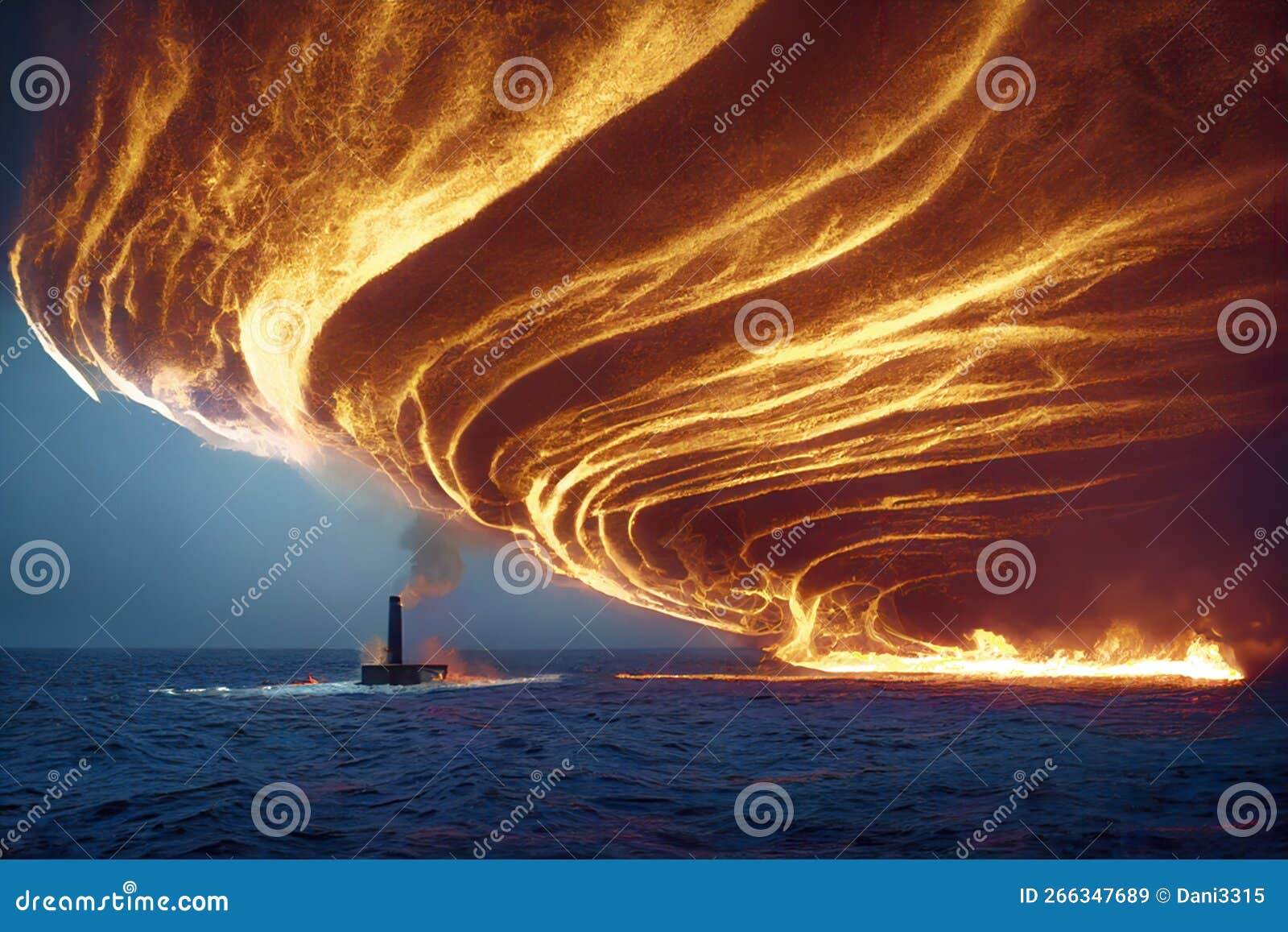 Offshore Oil Rig On Fire Royalty-Free Stock Photo | CartoonDealer.com ...