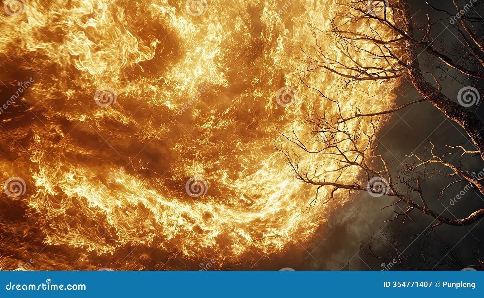 Massive Firenado Consuming Forest Landscape Stock Illustration ...