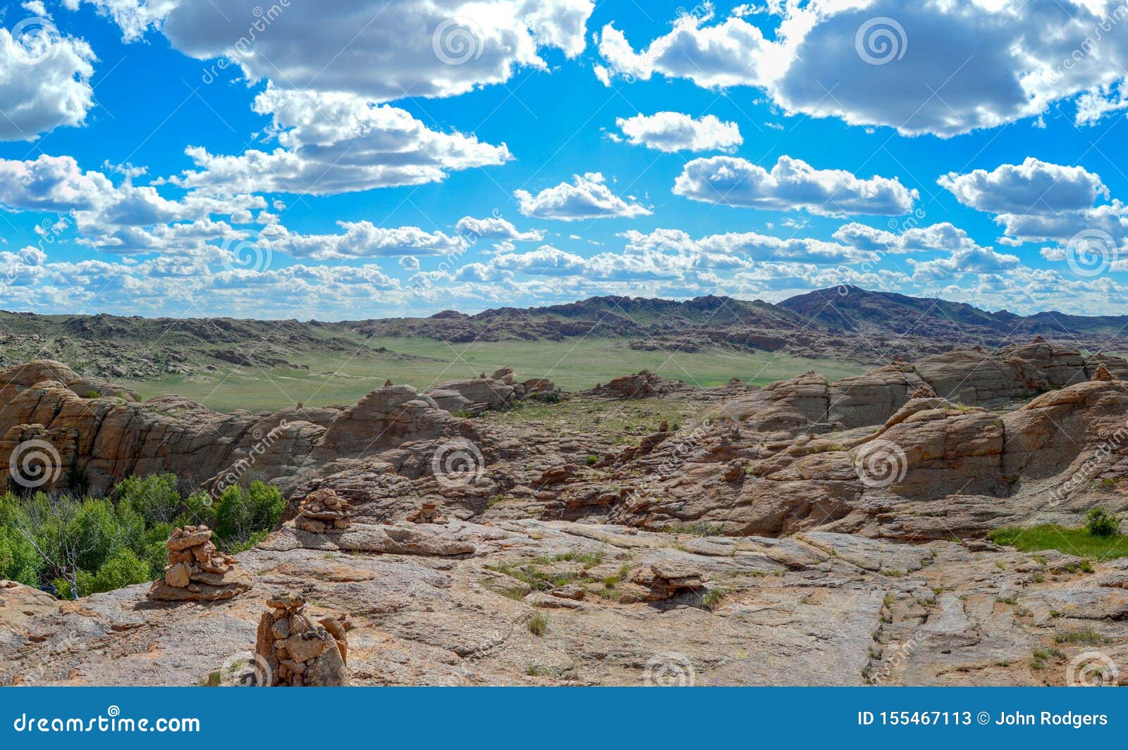 Massive Flat Rock Formations in Mongolia Stock Image - Image of ...