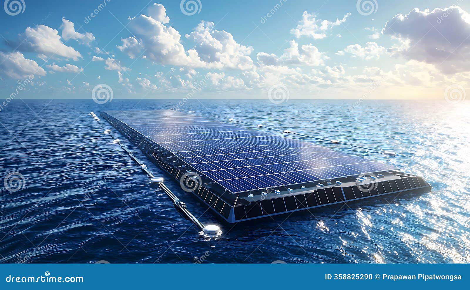 Massive Floating Solar Farm in Ocean Harnessing Renewable Energy Stock ...