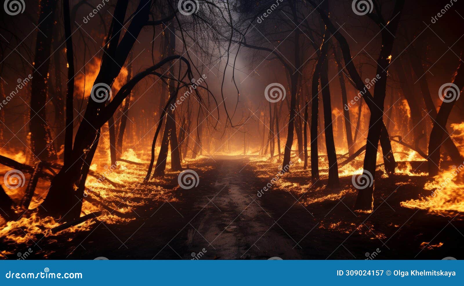 Blaze Engulfs Wasteland: A Harsh Reminder Of Pollution. Concept ...
