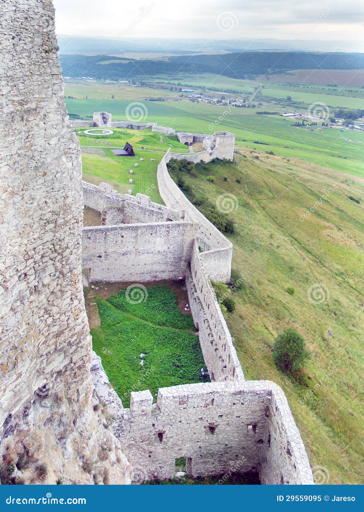 Massive Fortification Walls of Spissky Castle Stock Image - Image of ...