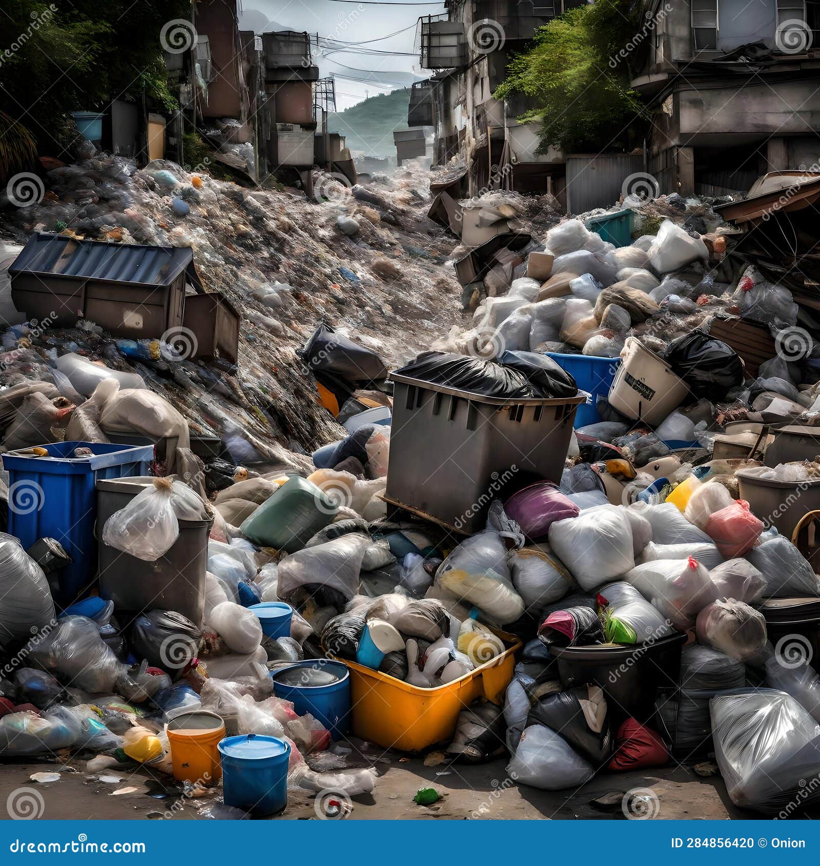 Massive Garbage Everywhere - Ai Generated Image Stock Photo - Image of ...