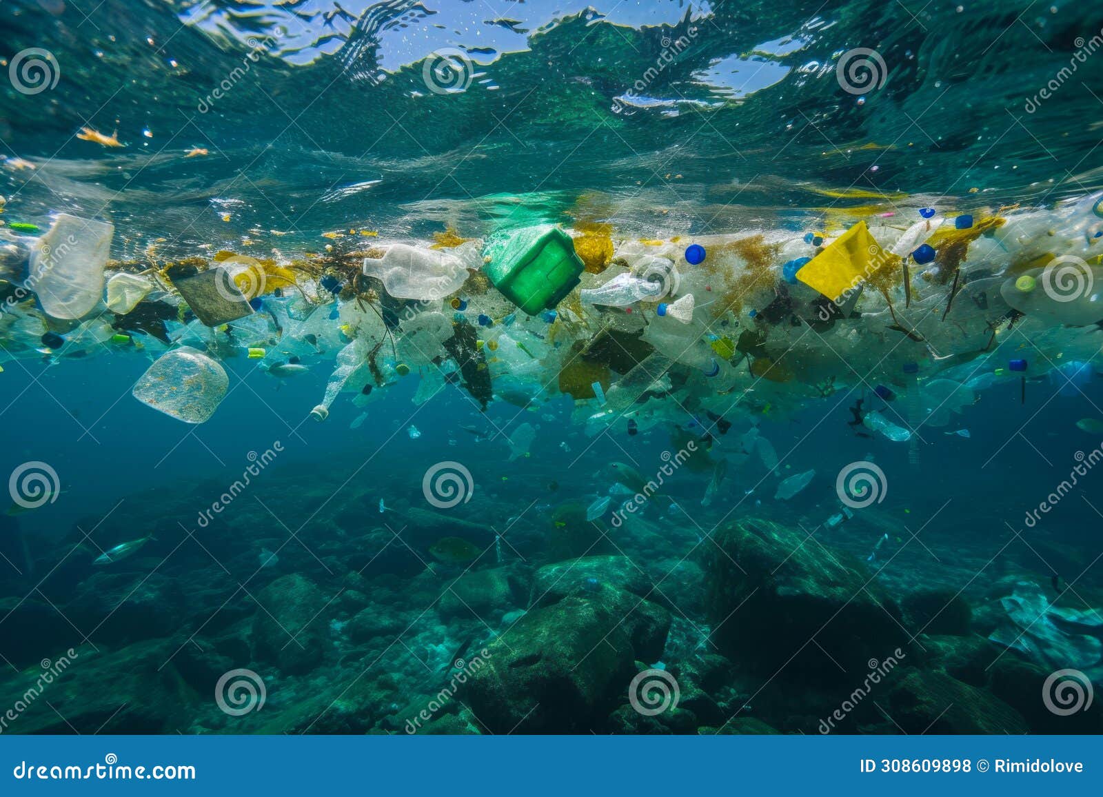 Massive Garbage Patch Floating in the Ocean Stock Illustration ...