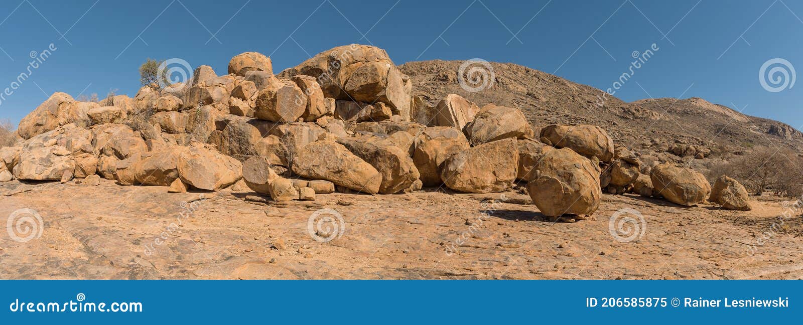 Massive Granite Rock Formation in the Erongo Mountains, Namibia Stock ...