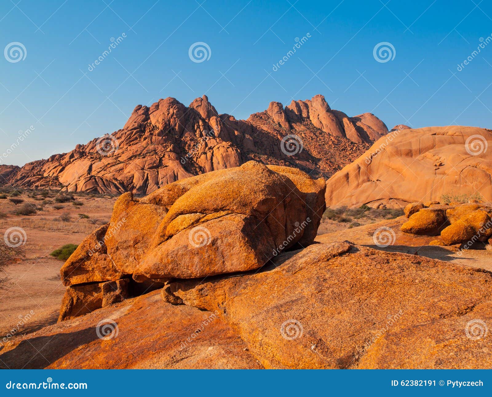Massive Granite Rock Formations in Namibian Stock Image - Image of ...