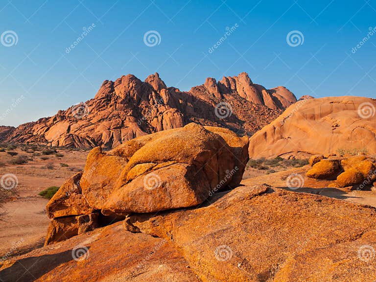 Massive Granite Rock Formations in Namibian Stock Image - Image of ...