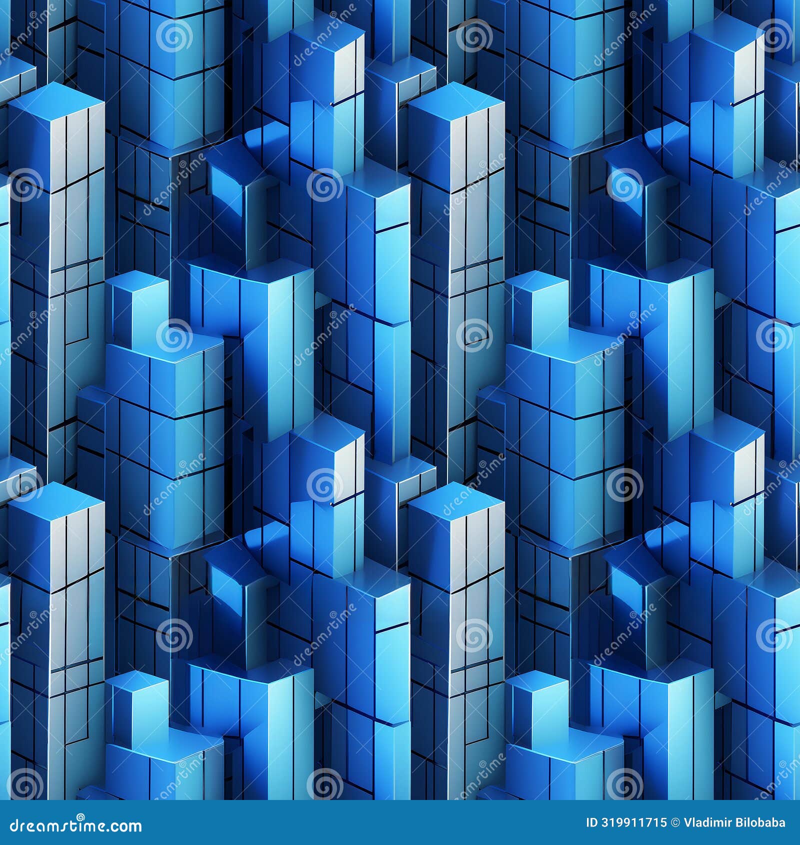 Massive Group of Blue Cubes Seamless Stock Illustration - Illustration ...