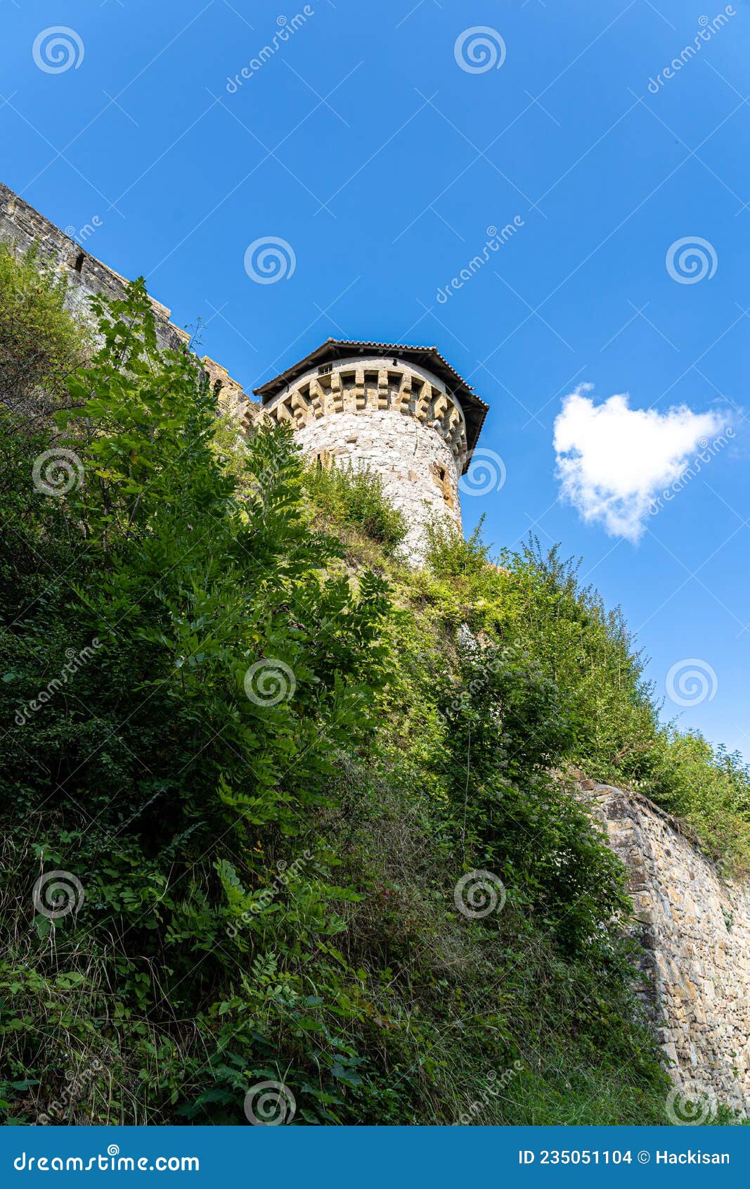 Massive High Walls and a Tower of an Old Medieval Castle Stock Photo ...
