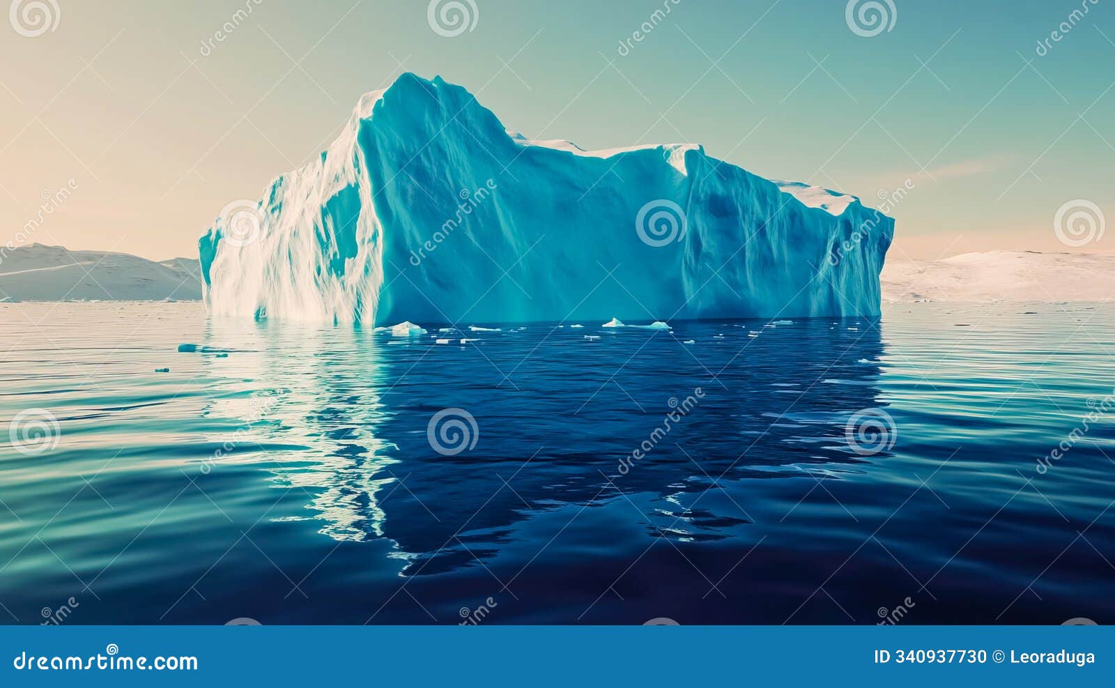 Massive Iceberg Floating in the Ocean Stock Illustration - Illustration ...