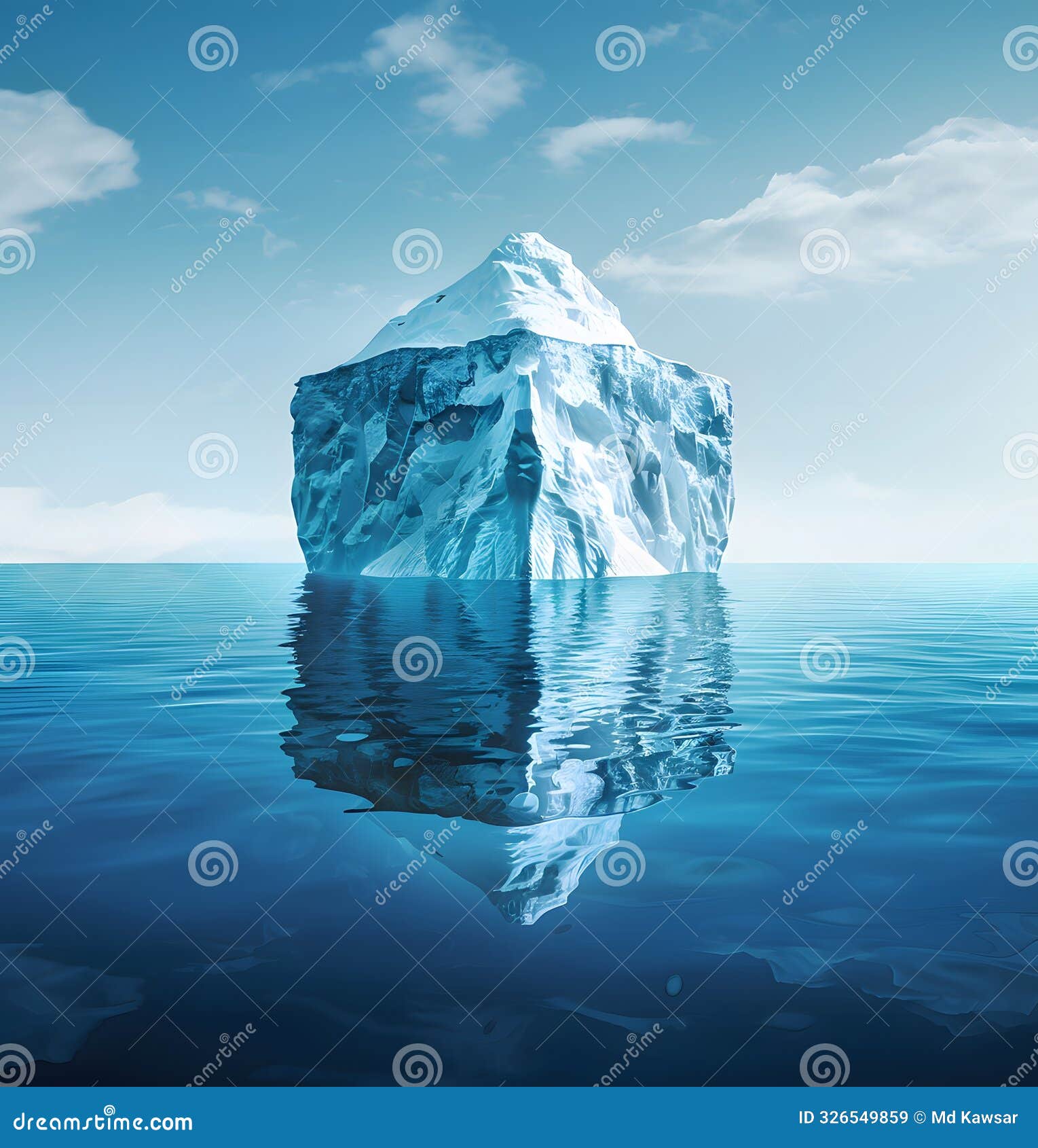 Massive Iceberg Floating in Ocean with Reflection Stock Illustration ...