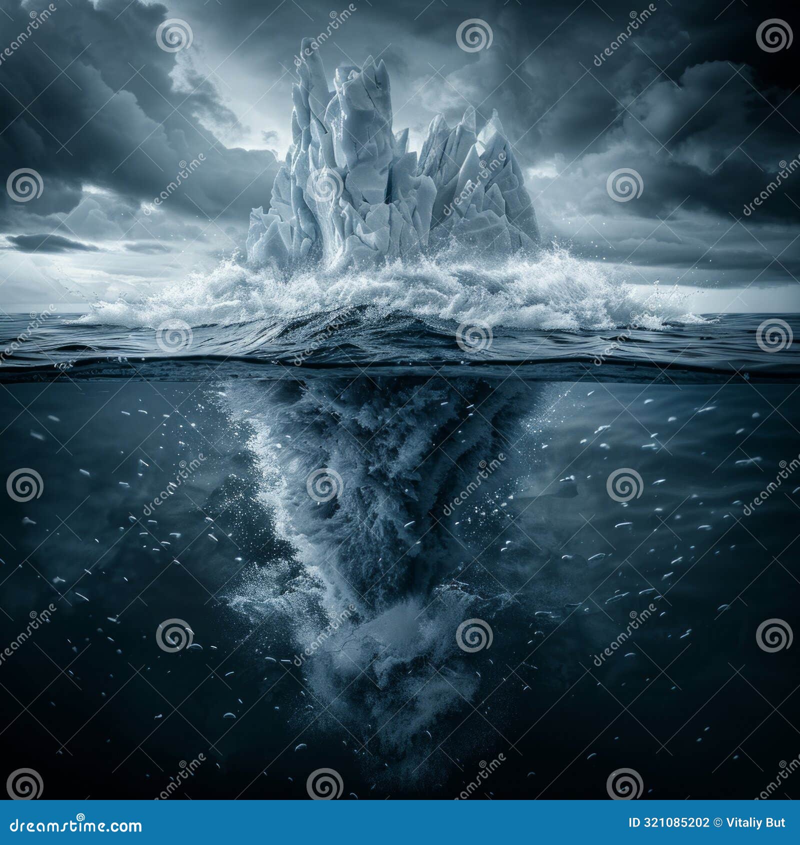 A Massive Iceberg Gracefully Drifts in the Cold Ocean Waters Below a ...