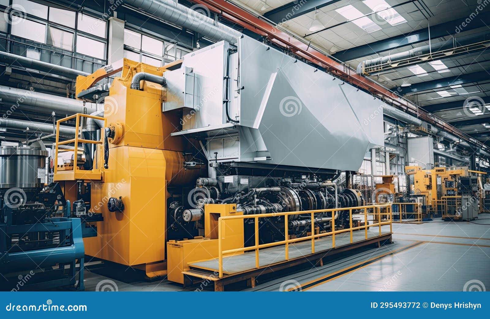 A Massive Industrial Machine Dominating the Vast Space of a Warehouse ...