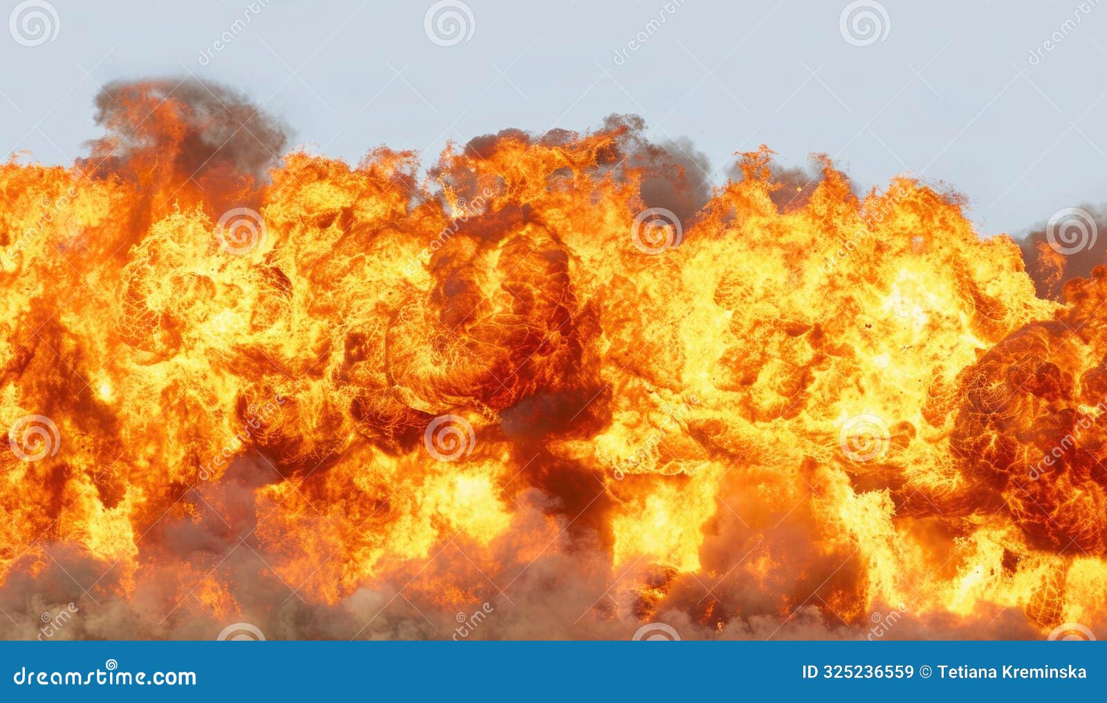 Massive Intense Explosion with Towering Flames and Thick Smoke Rising ...