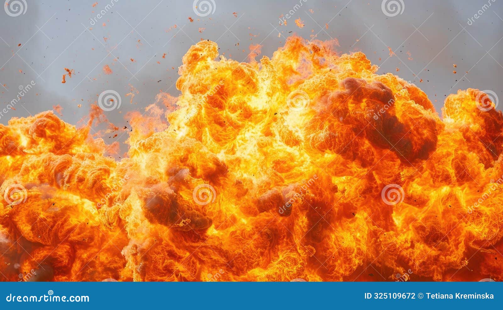 Massive Intense Explosion with Towering Flames and Thick Smoke Rising ...