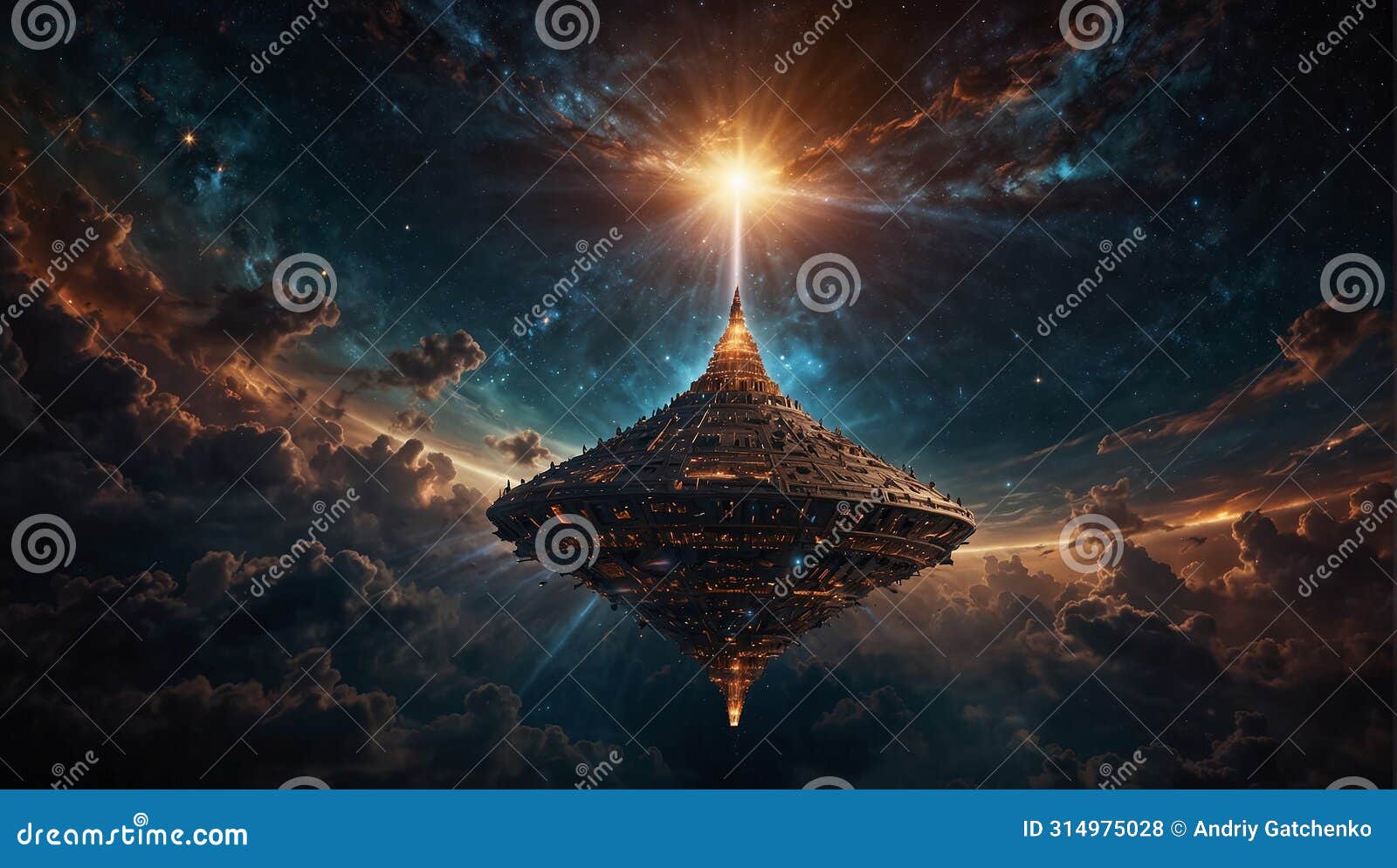 Massive Interstellar Ark Spaceship of Complex Design, Decorated with ...