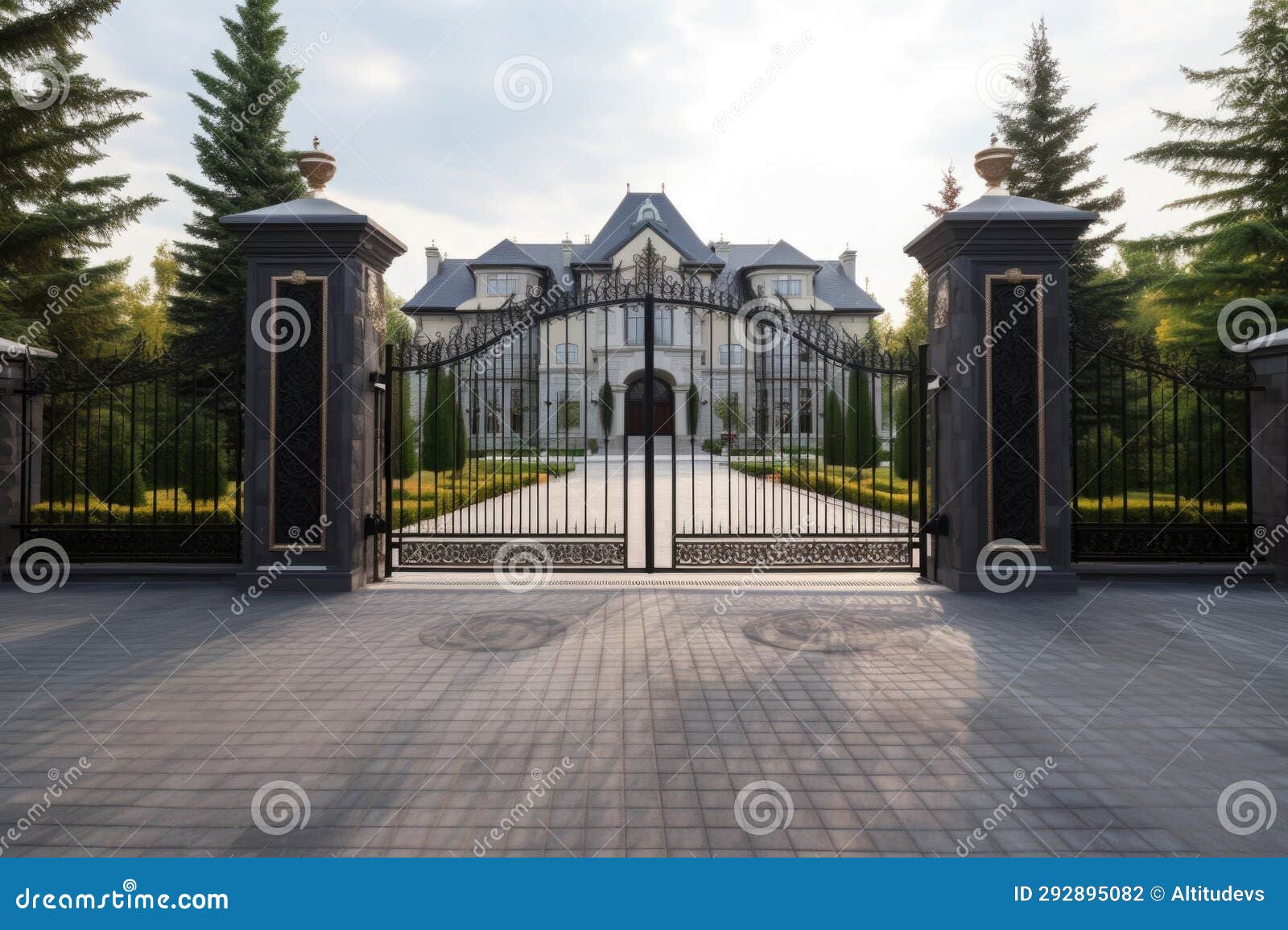 Massive Iron Gate at a Mansions Entrance Stock Photo - Image of ...