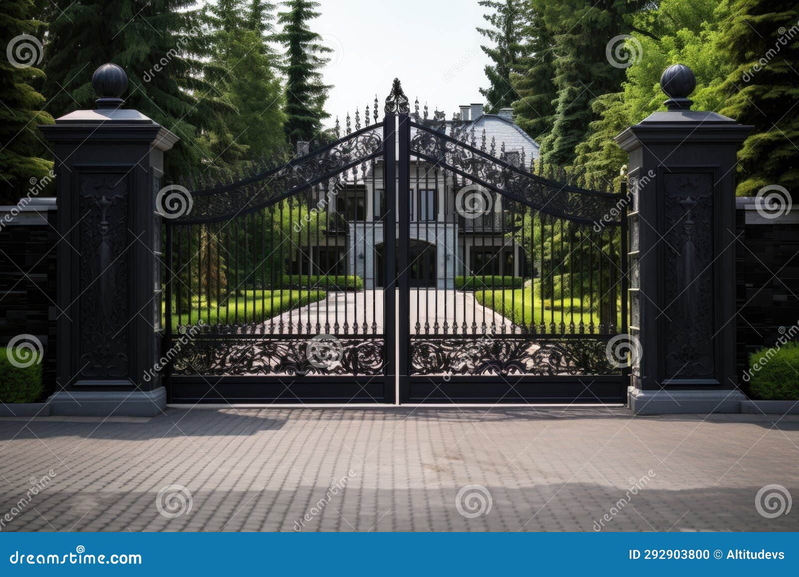 Massive Iron Gate at a Mansions Entrance Stock Photo - Image of ...