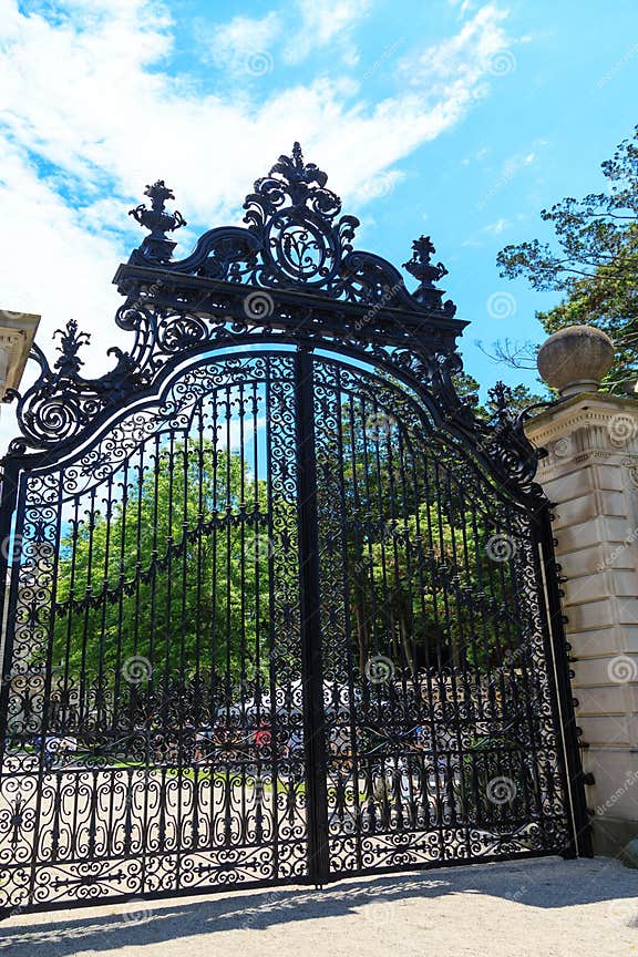 Massive iron gate stock photo. Image of manor, country - 104510236