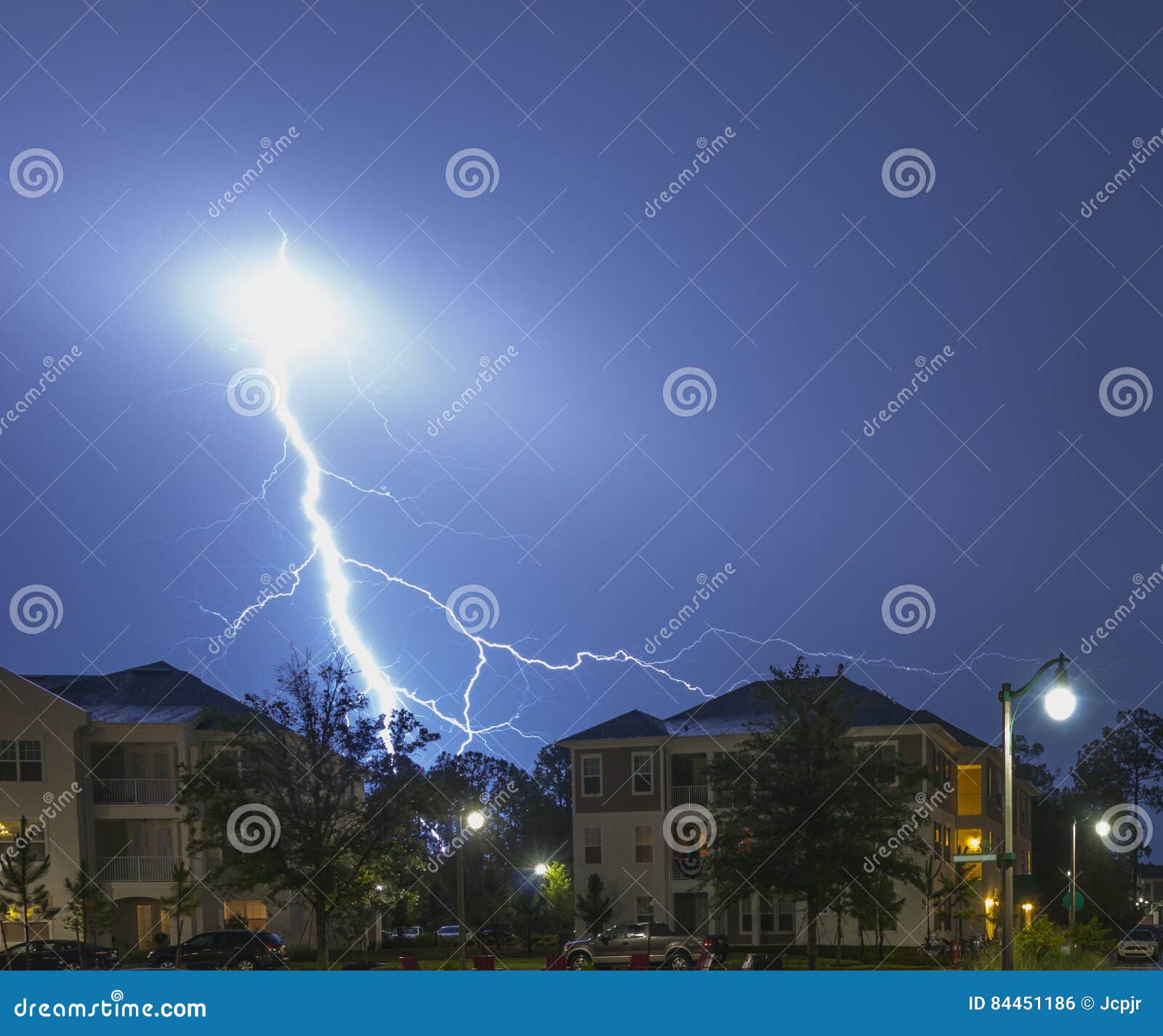 Massive Lightning Strike stock photo. Image of night - 84451186