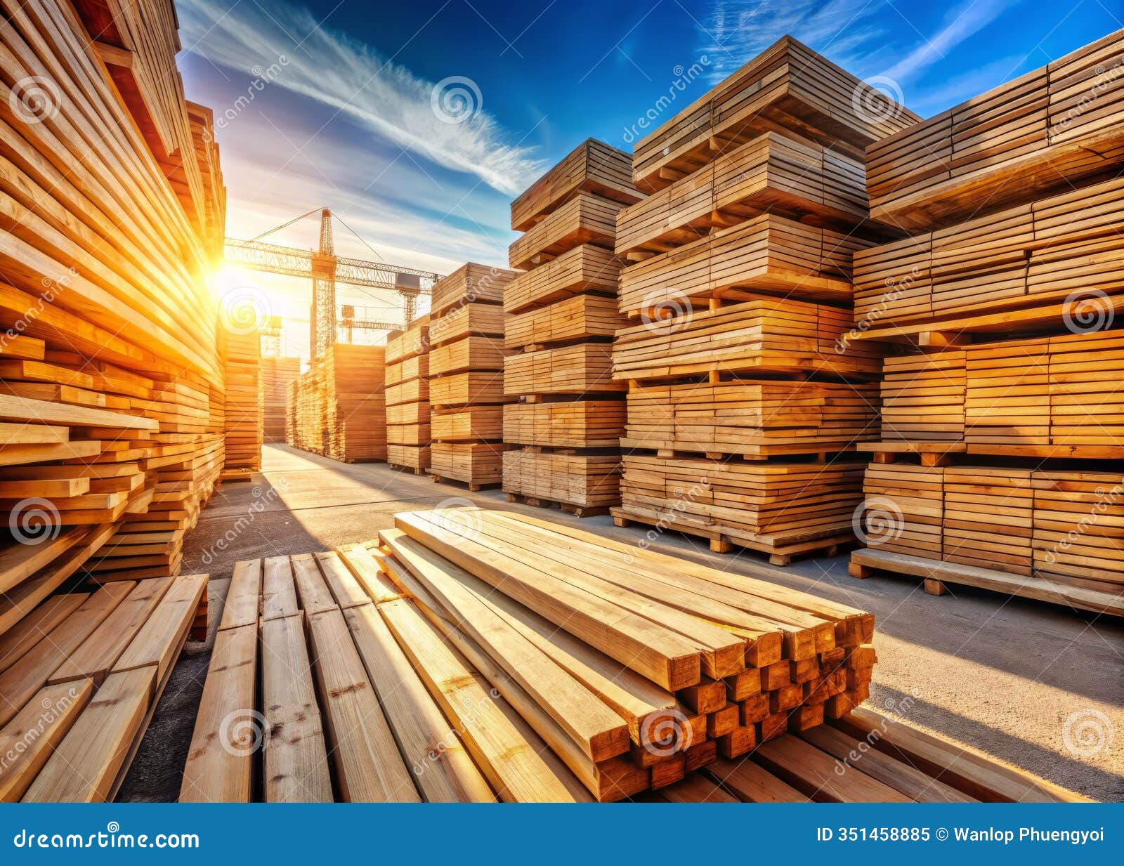 Massive Lumber Stack at a Sawmill Yard a Detailed Look at Wood ...