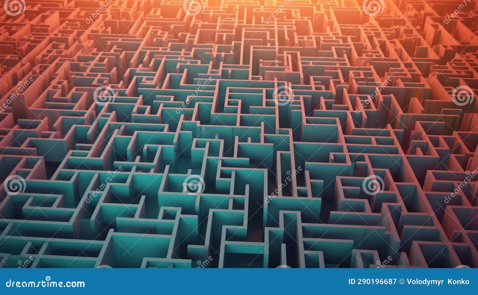 A Massive Maze with a Vibrant Sun in the Distance. Generative Ai Stock ...