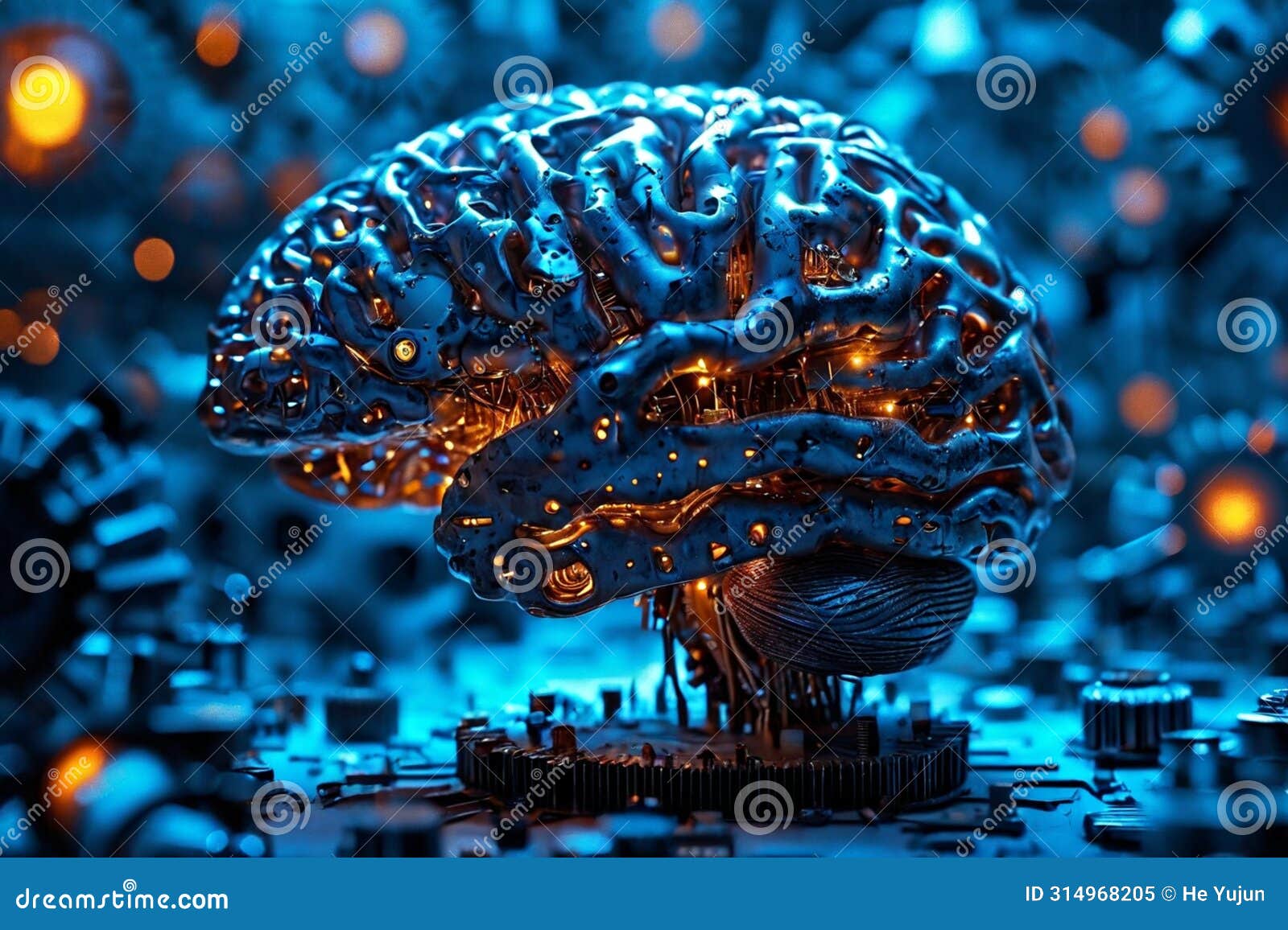 Future Tech: the Marvel of a Mechanical Brain Stock Illustration ...