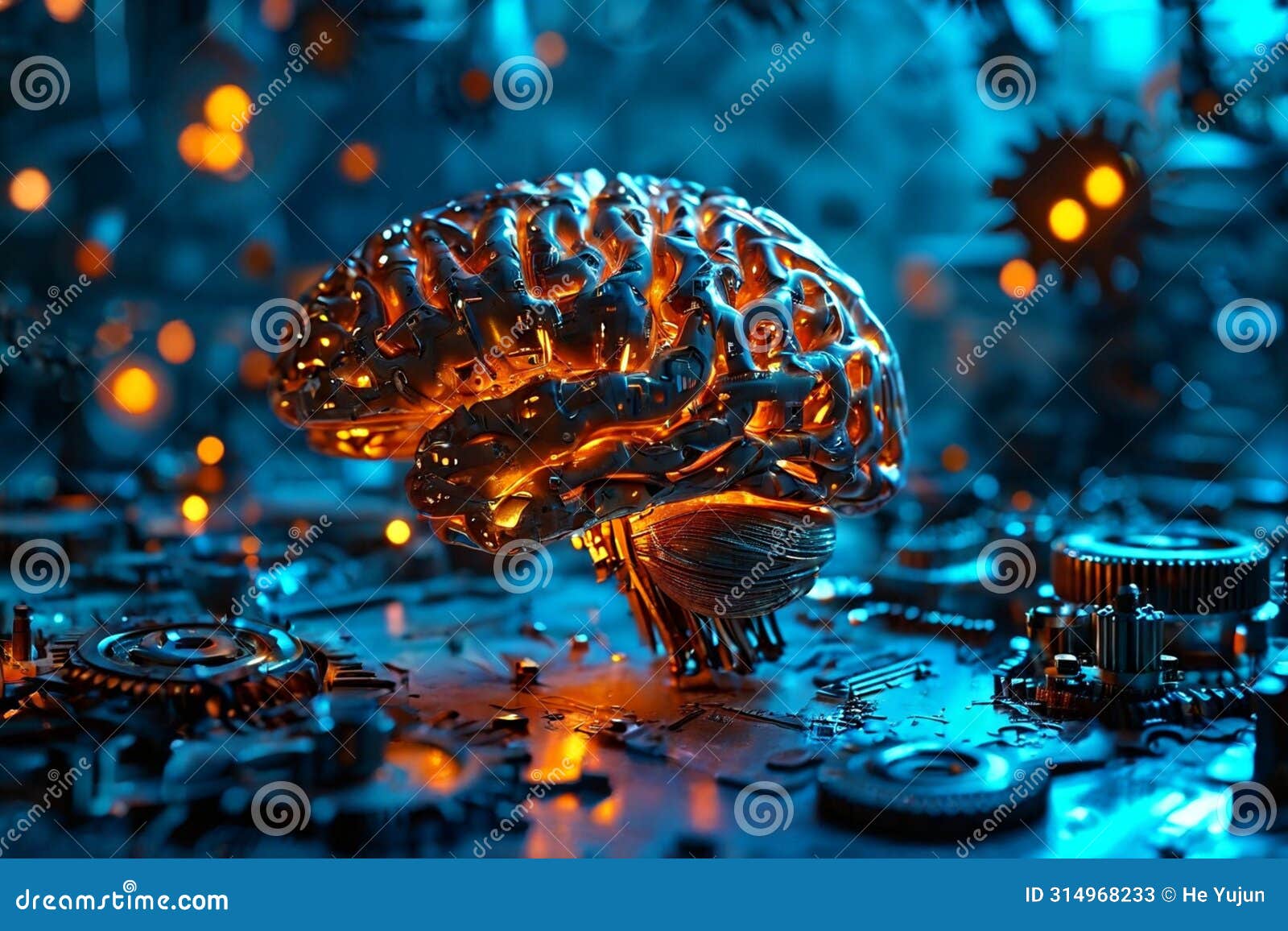 Future Tech: the Marvel of a Mechanical Brain Stock Illustration ...