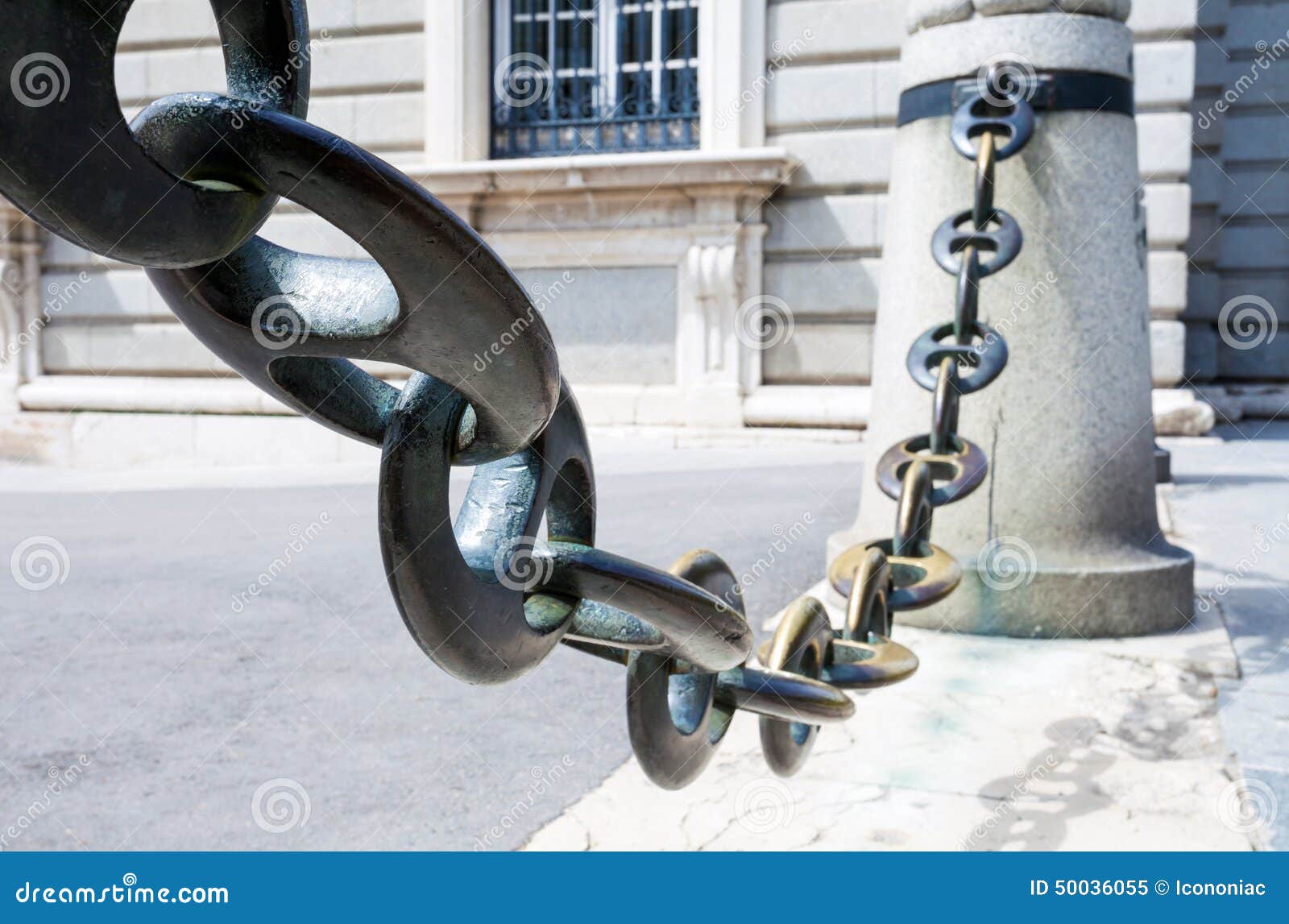 Massive Metal Chain on Sidewalk in Madrid Stock Image - Image of ...