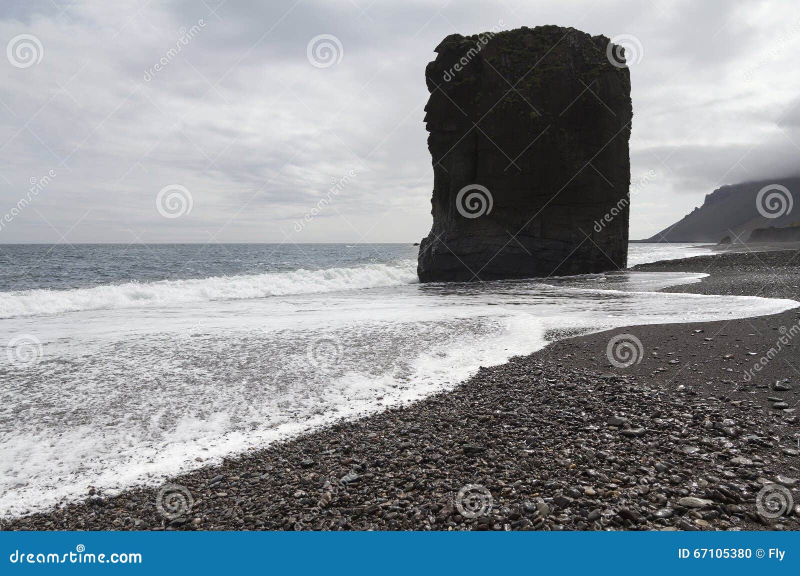 Massive Monolith Rock on an Icelandic Beach Stock Photo - Image of ...