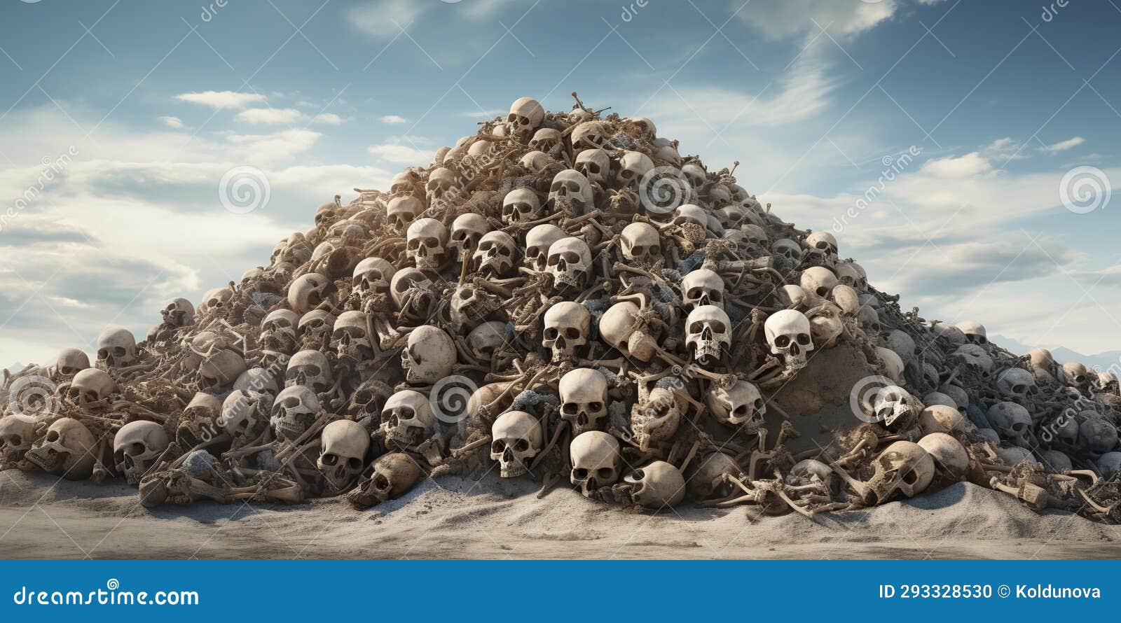 Massive Mound Of Skulls Set Against The Backdrop Of A War-ravaged ...