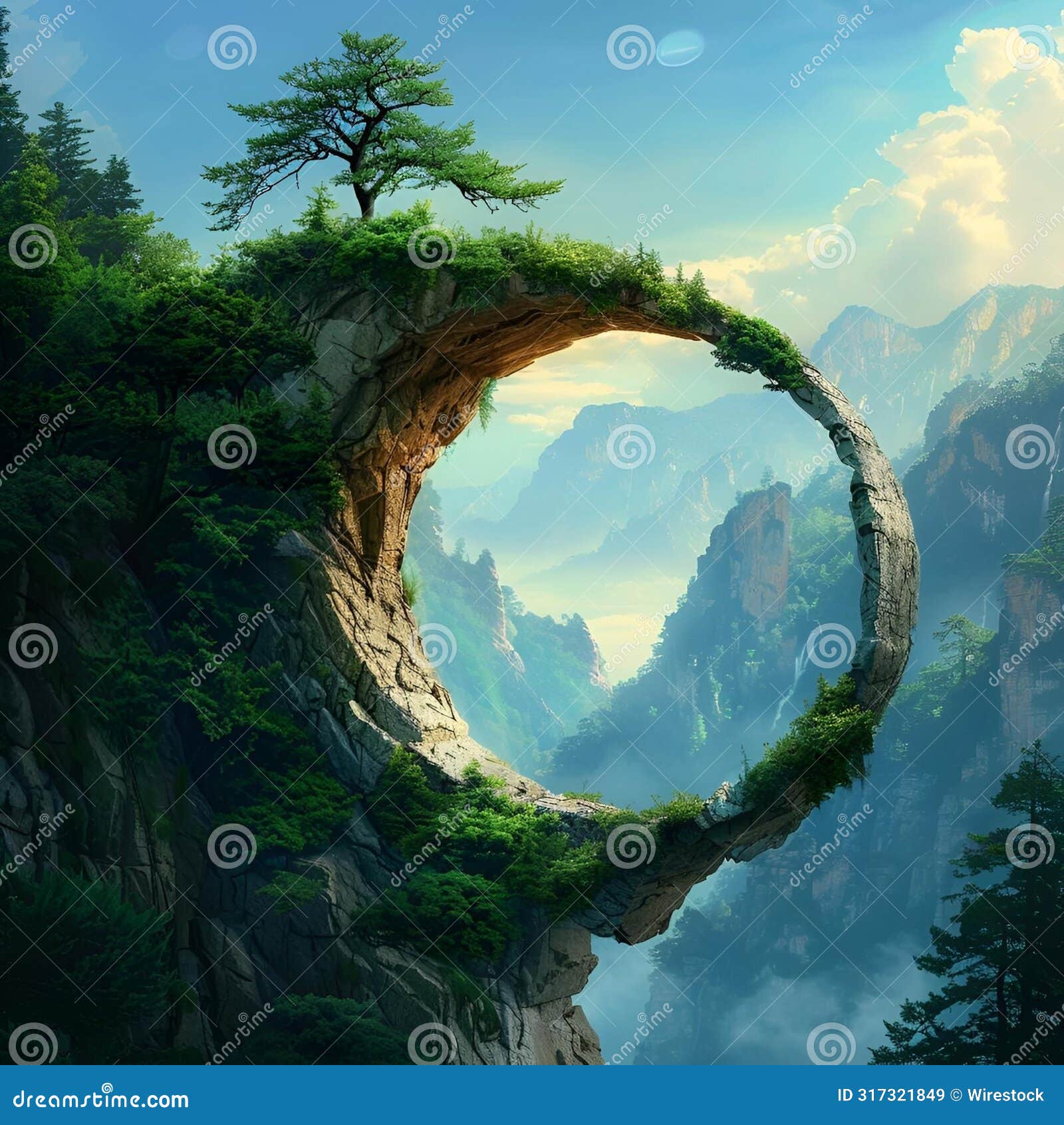 Massive Mountain Arch Precariously Perched on Cliff with a Lone Tree ...