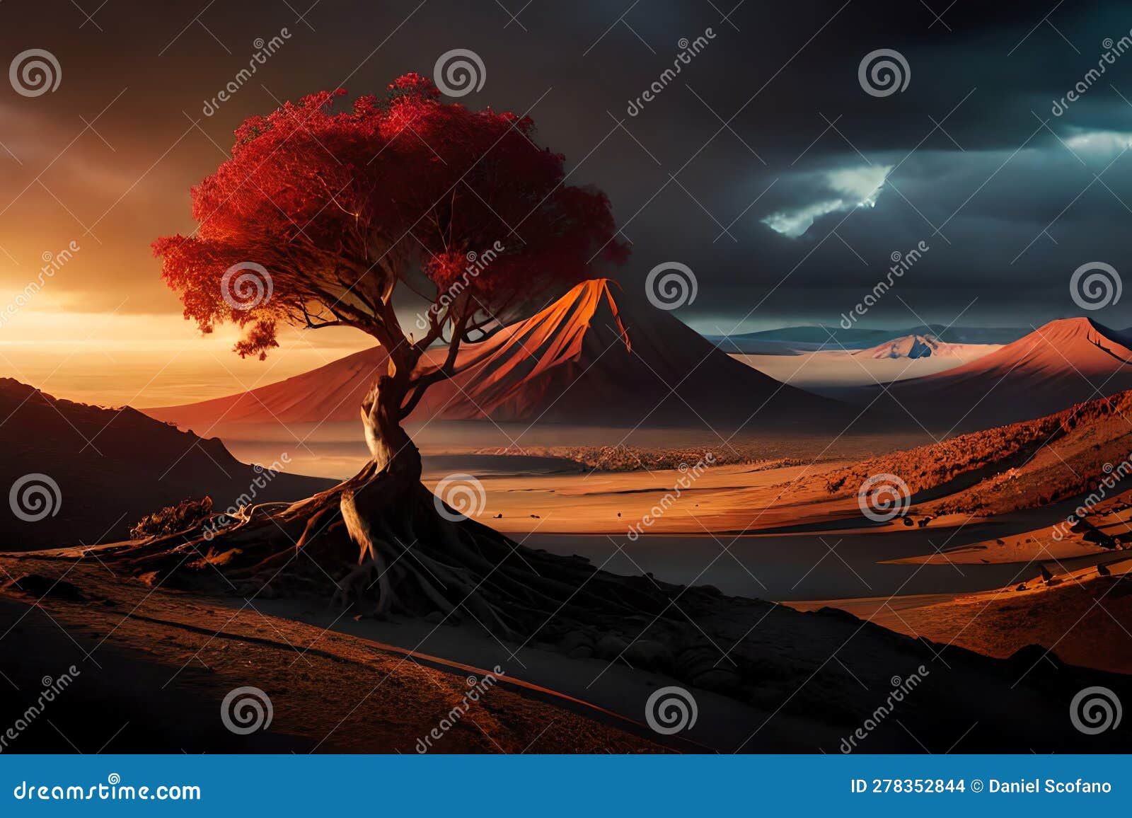 Massive Mountain Ash Eruption Destruction Background. Volcano ...