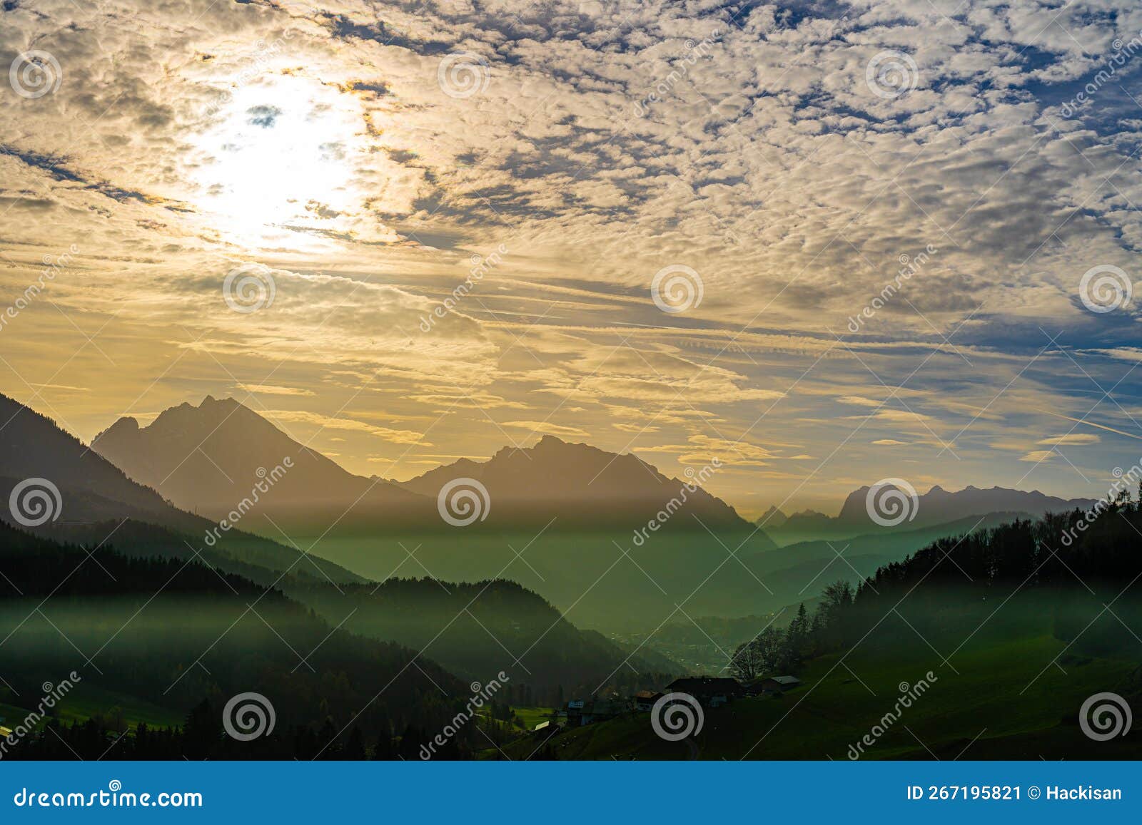 Massive Mountain Chain, Forest and Meadows of the German Alps Stock ...