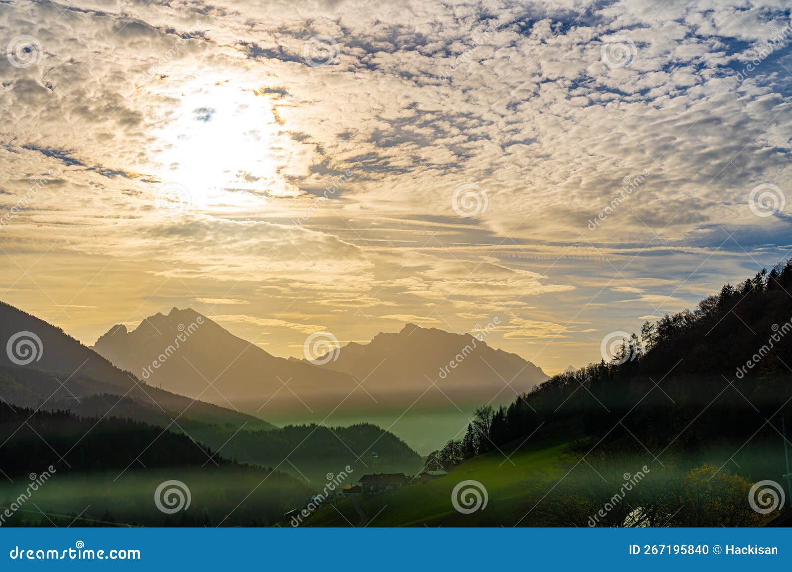 Massive Mountain Chain, Forest and Meadows of the German Alps Stock ...