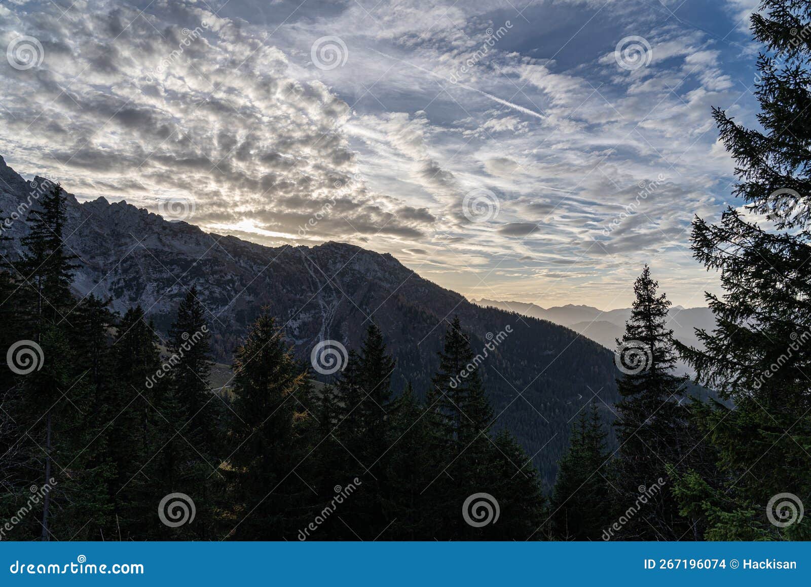 Massive Mountain Chain, Forest and Meadows of the German Alps Stock ...