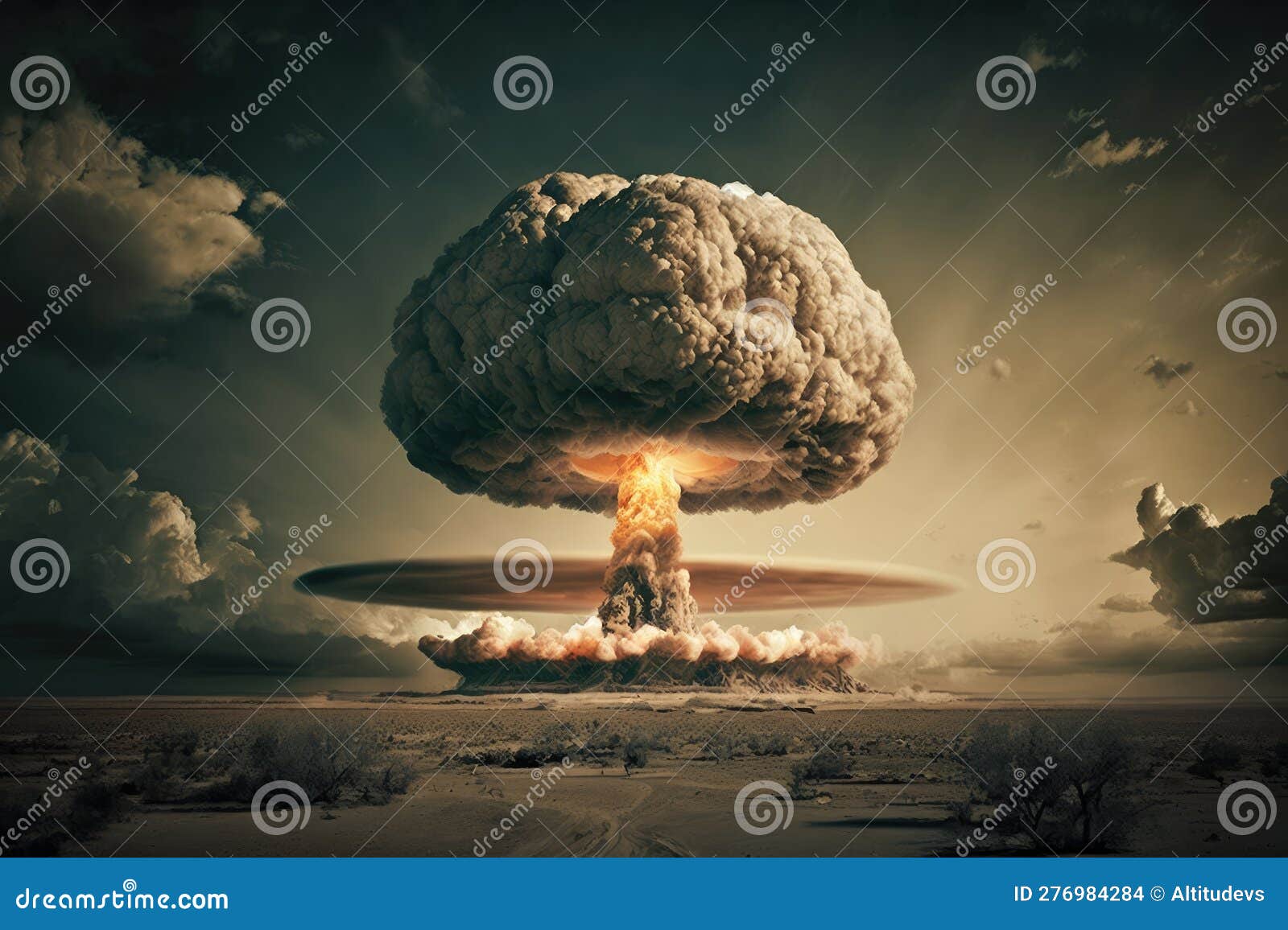 Massive Mushroom Cloud Rising into the Sky after Nuclear Blast Stock ...