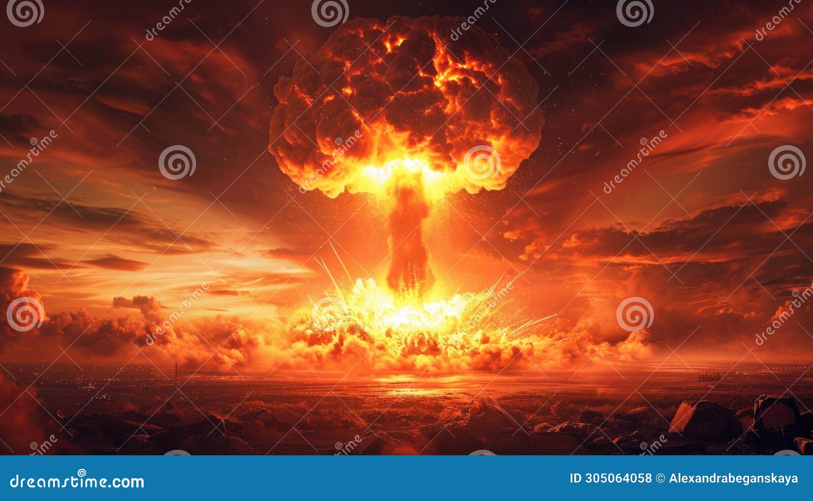 Cataclysmic Nuclear Explosion at Sunset Stock Illustration ...