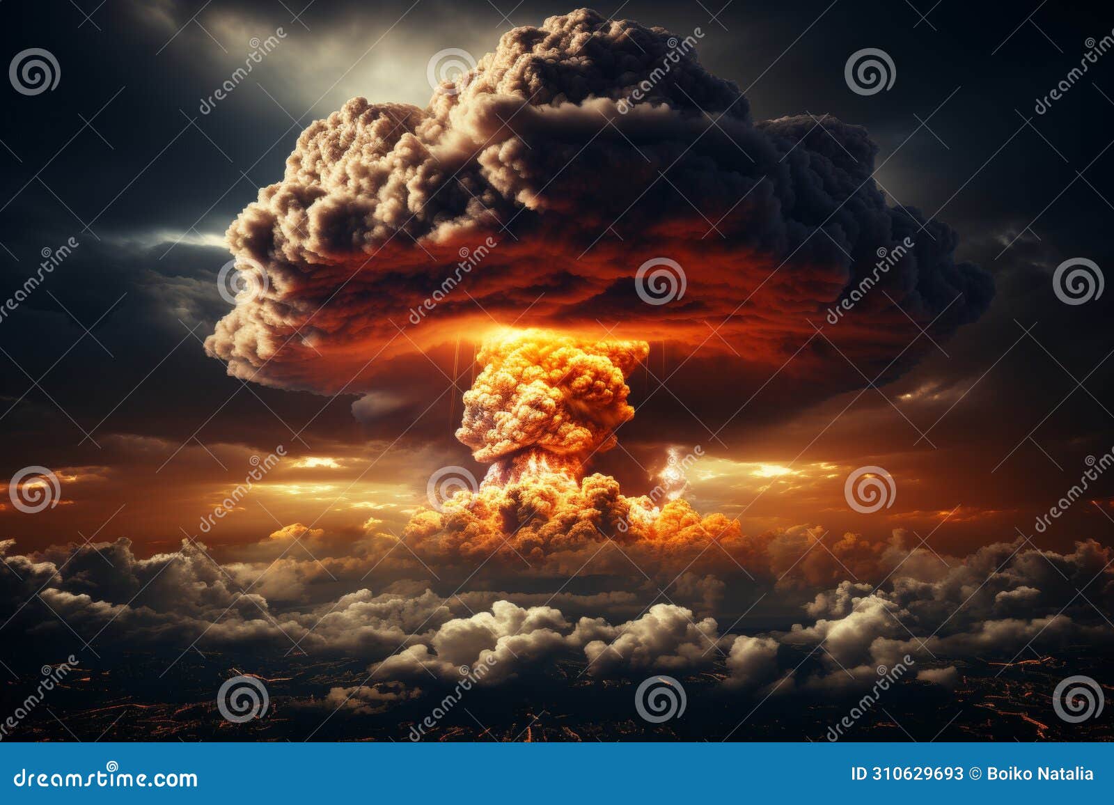 Massive Nuclear Explosion with Fiery Red Edges, Pearlescent Shockwaves ...