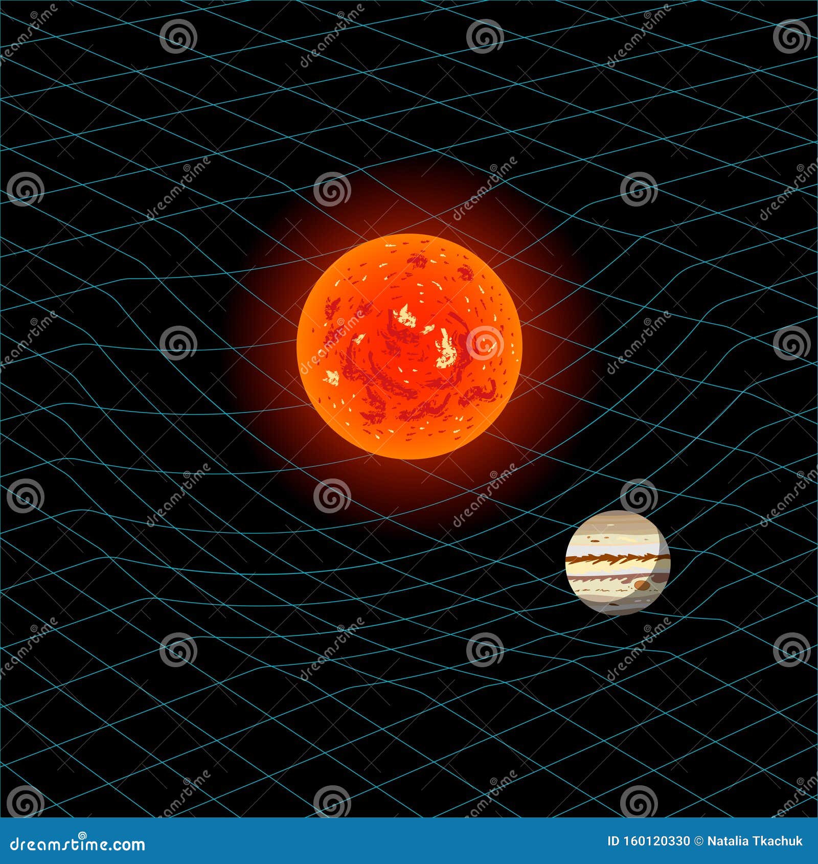 Massive Object Distorts Spacetime and Attracts Smaller Object, Two ...
