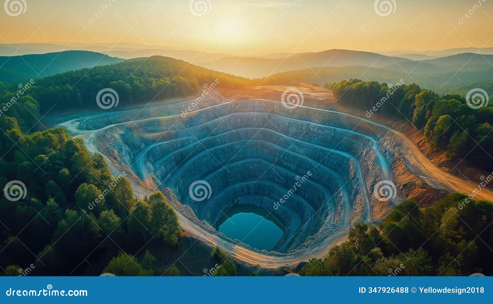 Massive Open Pit Mine in Lush Forest Landscape Stock Photo - Image of ...