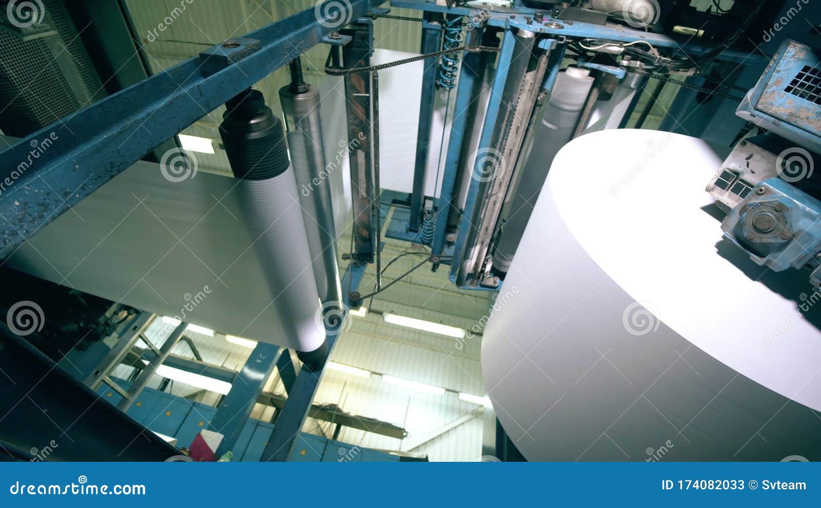 Massive Paper Roll Getting Made in a Paper Processing Machine Stock ...