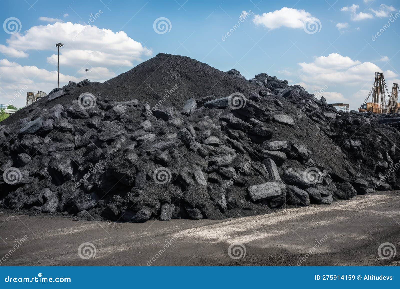 Massive Pile of Coal, Ready for Shipment Stock Illustration ...