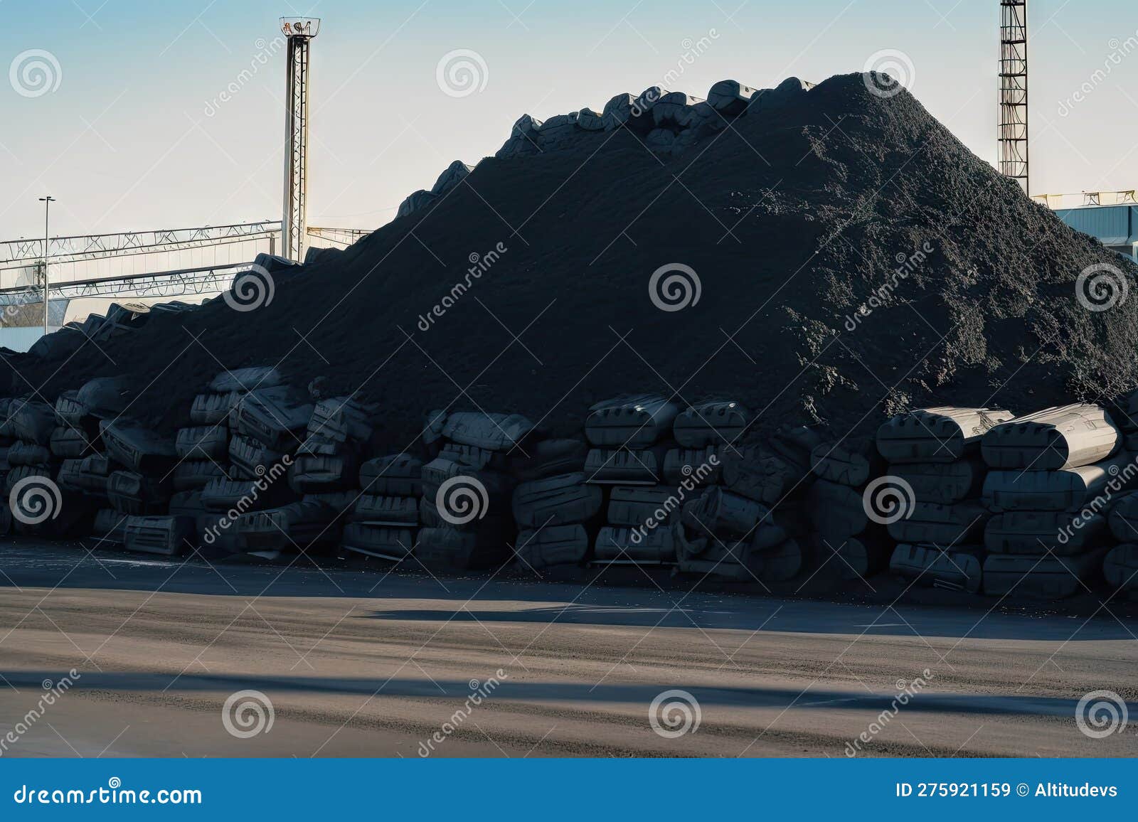 Massive Pile of Coal, Ready for Shipment Stock Illustration ...